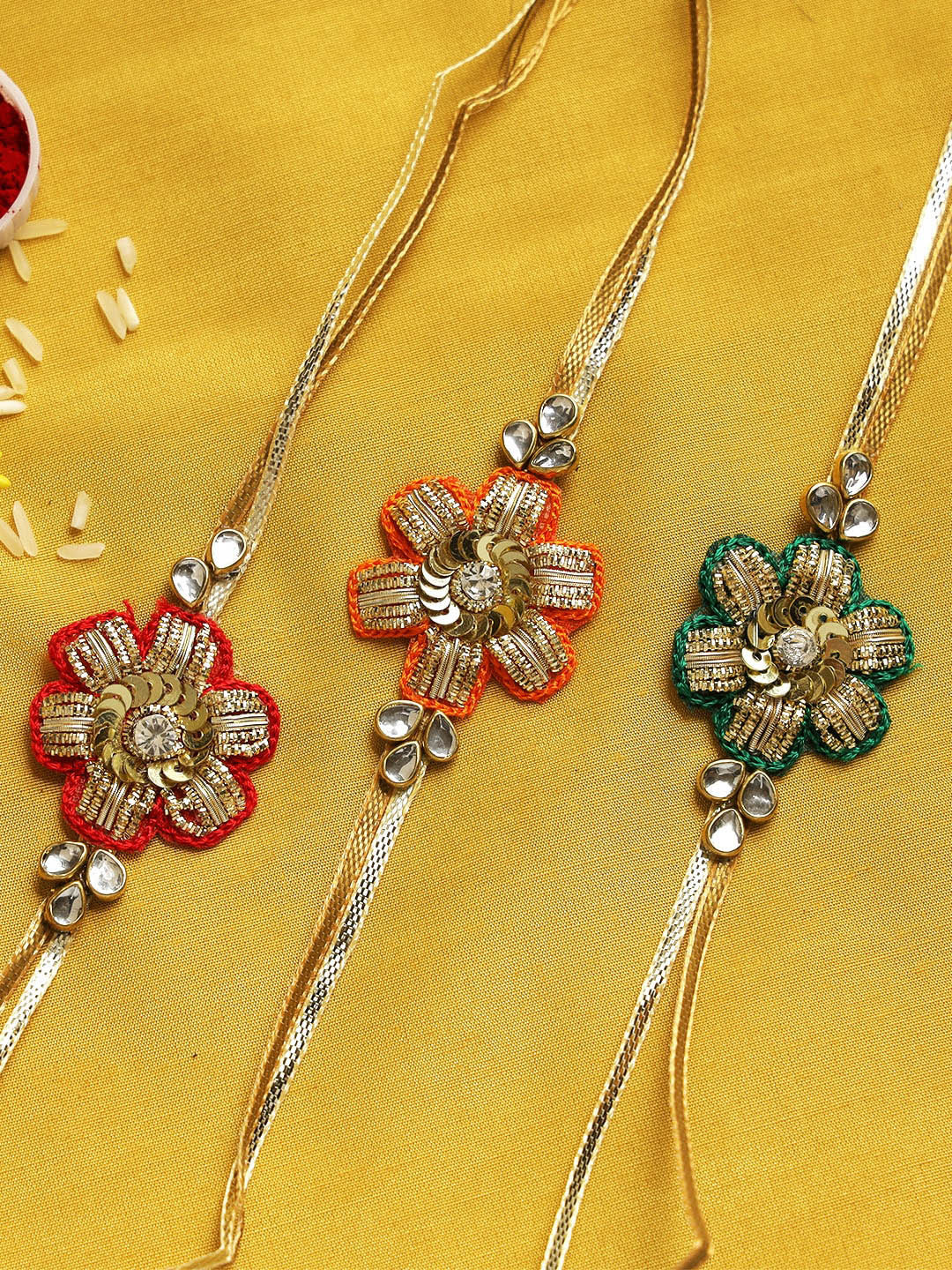 Buy Aapno Rajasthan Set Of 3 Stunning Sunflower Sequin And Zardosi Work ...