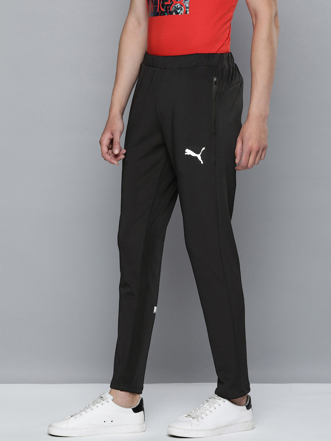 Buy One8 X PUMA Men Black Brand Logo Printed DryCELL Knitted Slim Fit ...