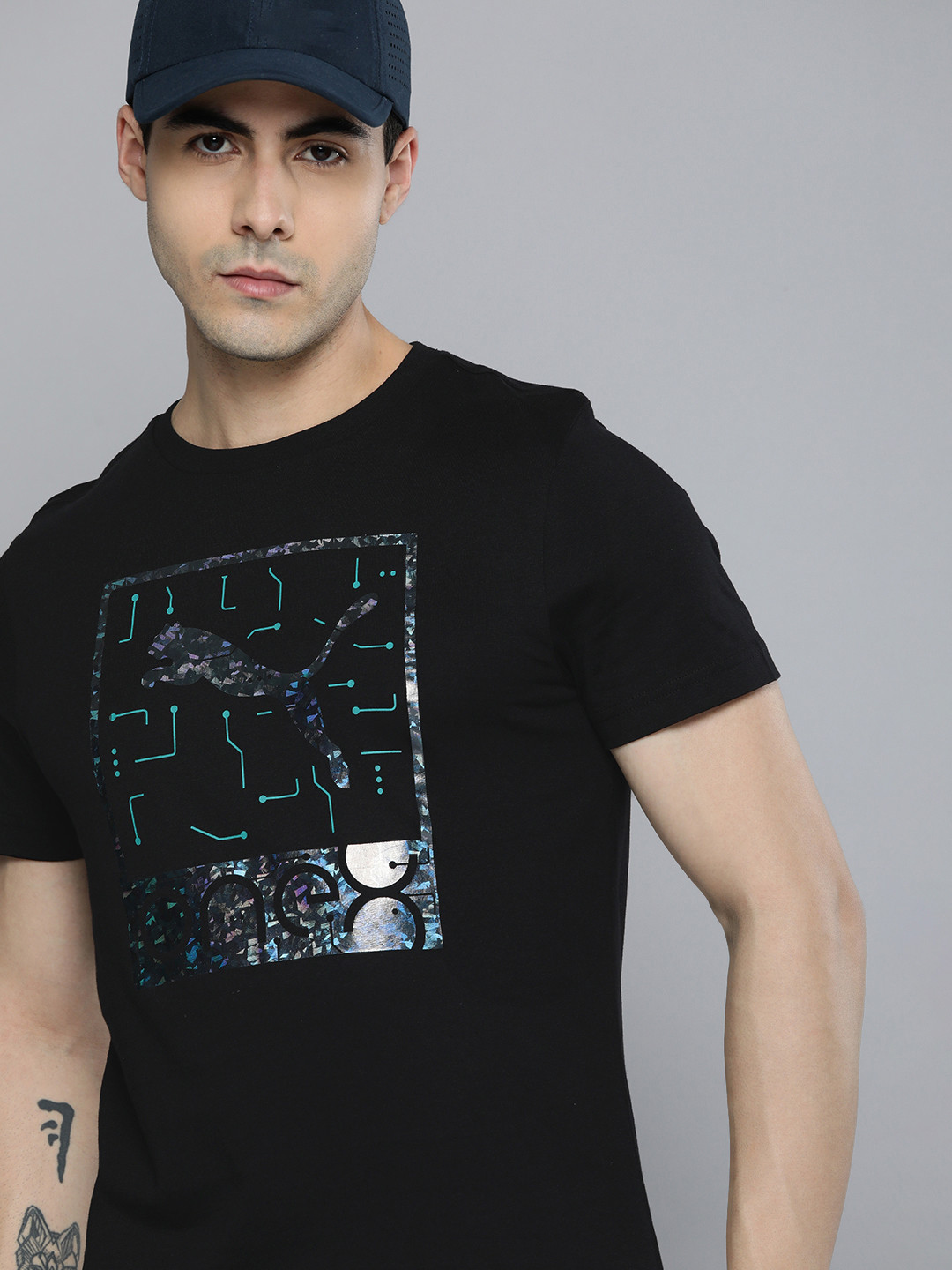 Buy One8 X PUMA Men Brand Logo Printed Pure Cotton Slim Fit T Shirt ...