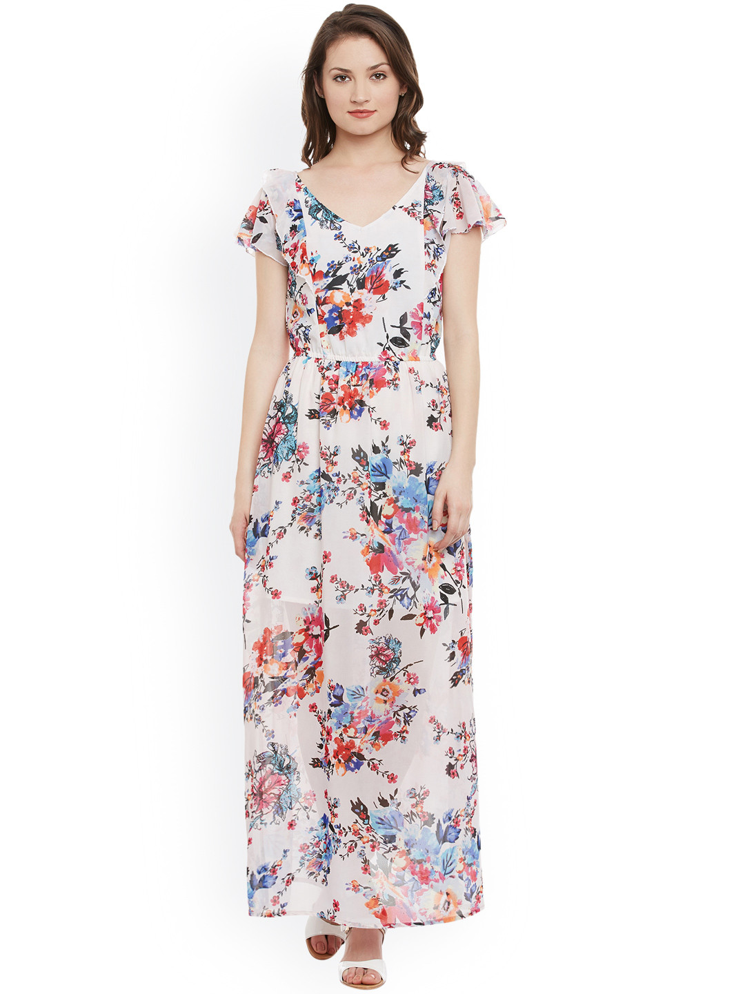 Buy The Gud Look Women Off White Printed Maxi Dress - Dresses for Women ...