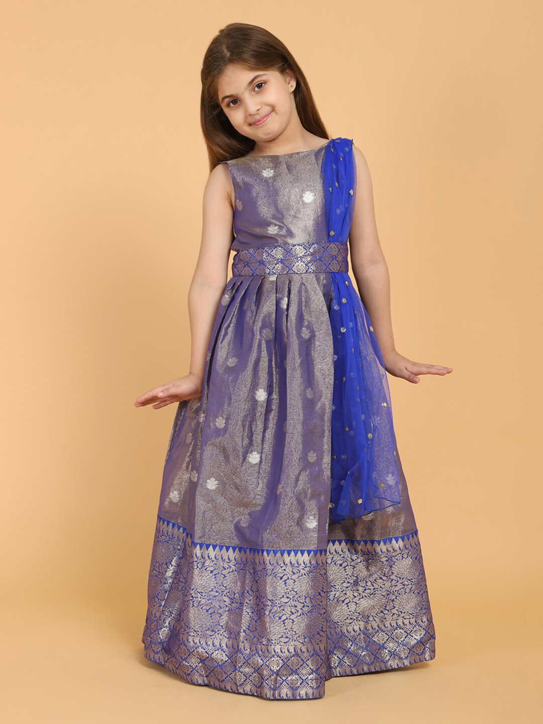 Buy PICCOLO Blue & Marlin Ethnic Motifs Maxi Dress - Dresses for Girls ...