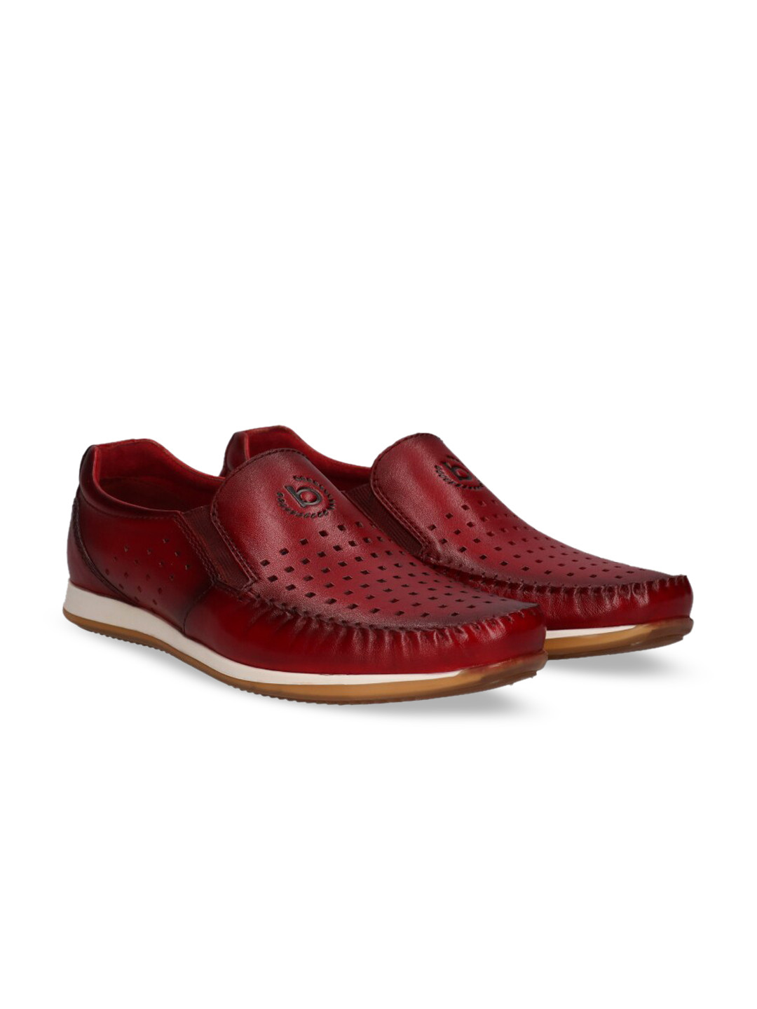 Buy Bugatti Men Red Leather Slip On Sneakers - Casual Shoes for Men ...