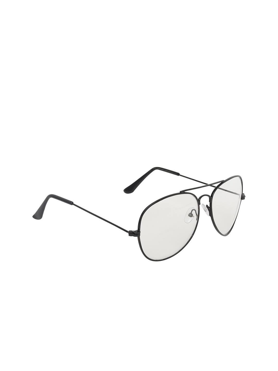 Buy Criba Unisex Clear Lens And Black Aviator Sunglasses With Uv Protected Lens Sunglasses For