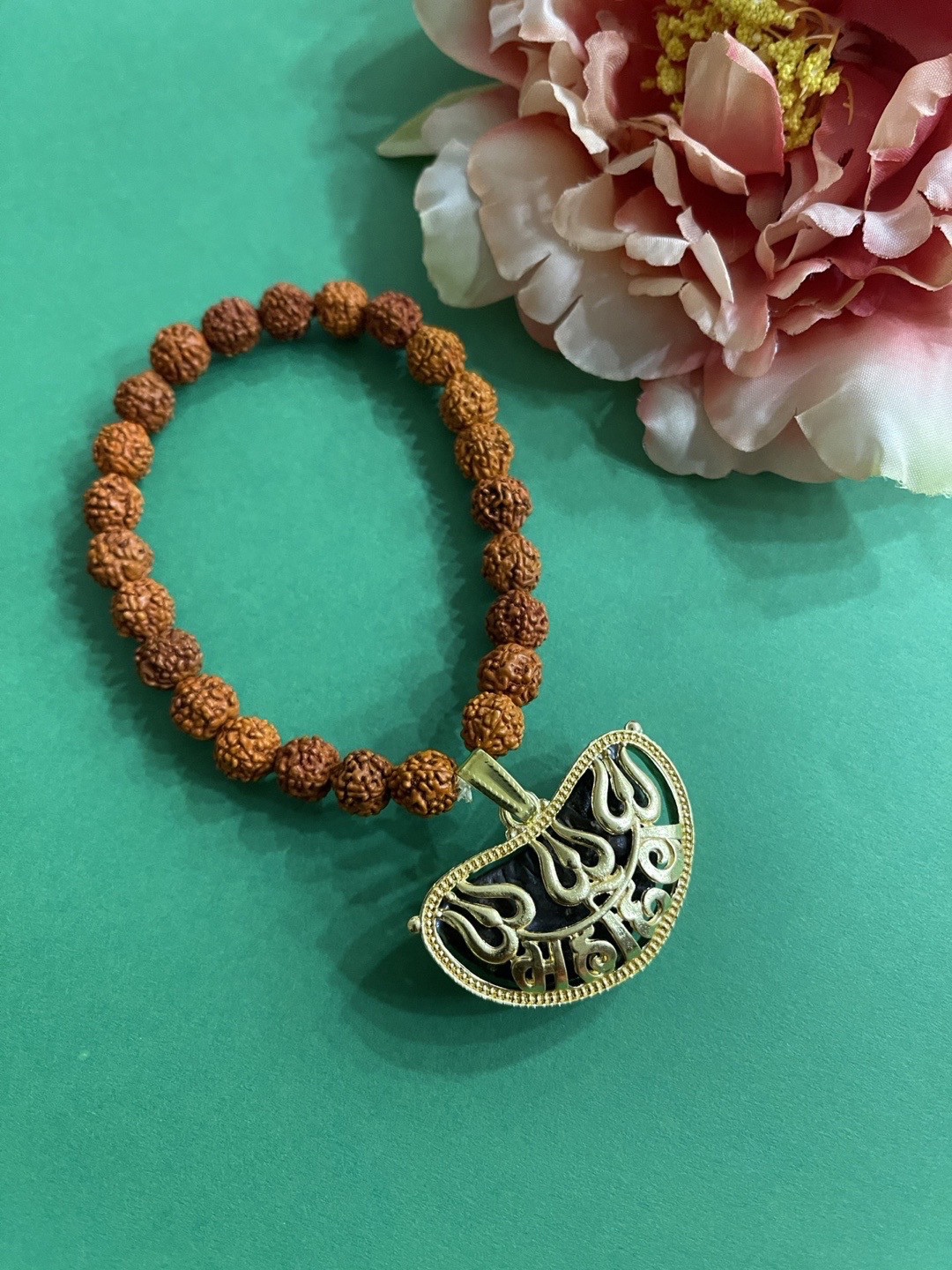 Buy Digital Dress Room Men Set Of 2 Gold Plated & Brown MAHAKAL Pendant ...