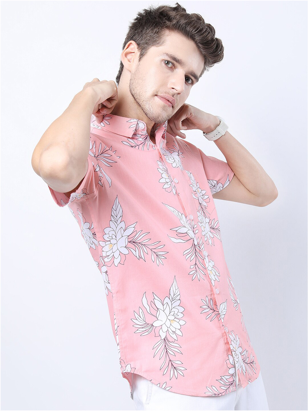Buy HIGHLANDER Men Pink Slim Fit Floral Printed Casual Shirt - Shirts ...