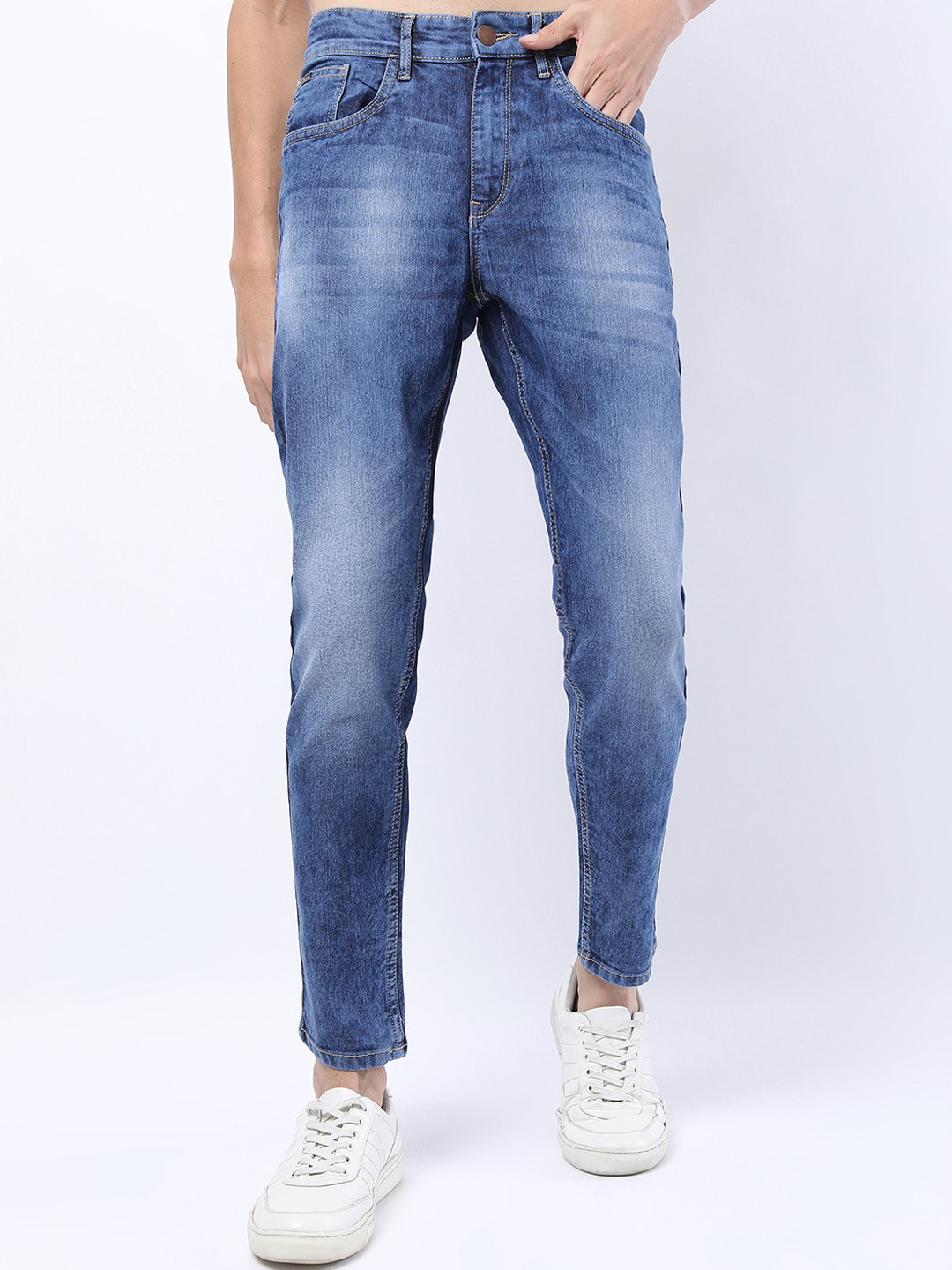 Buy KETCH Men Blue Tapered Fit Low Distress Heavy Fade Stretchable ...