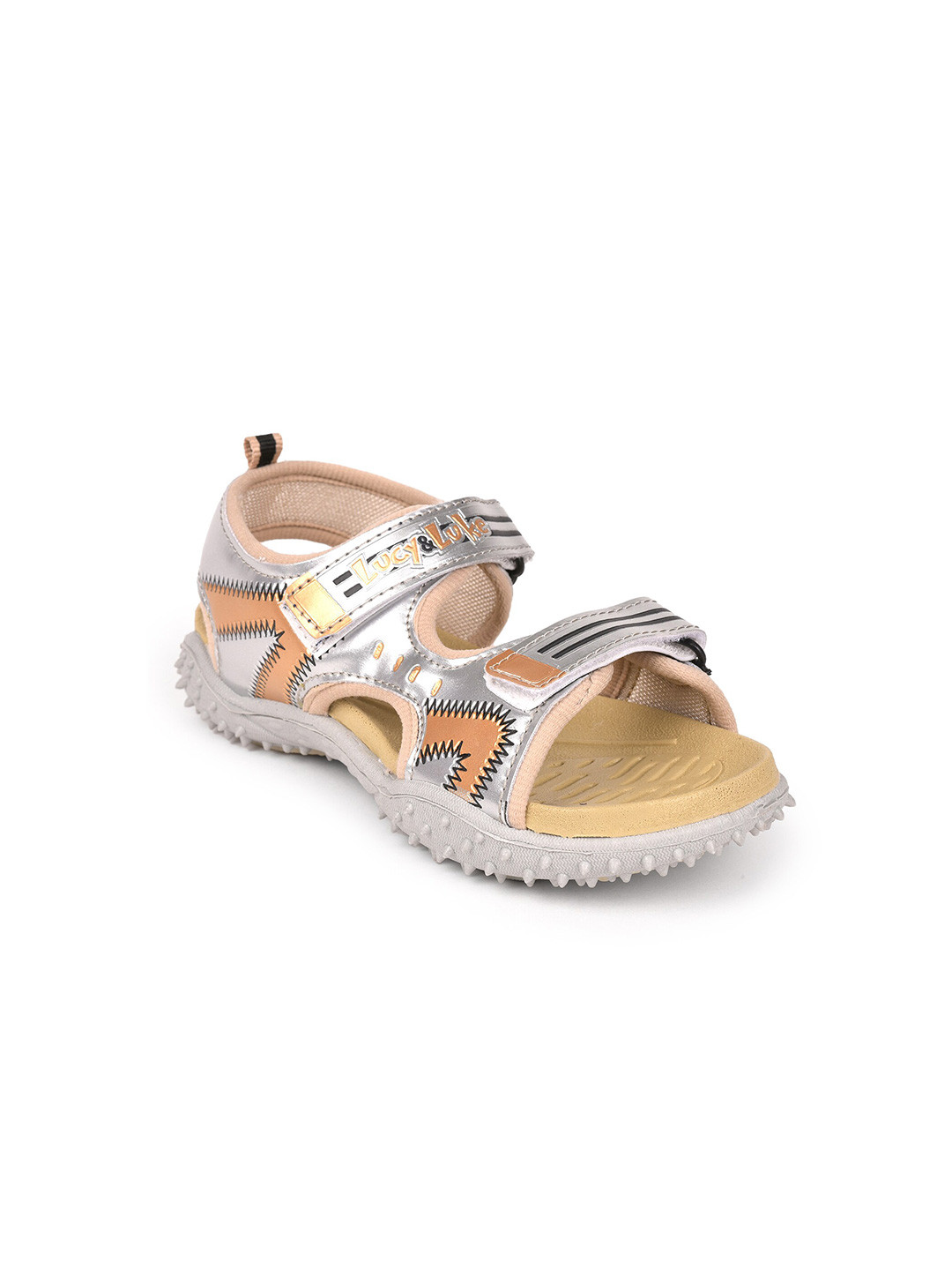 Buy Liberty Kids Beige & Silver Metallic Comfort Sandals - Sandals for ...
