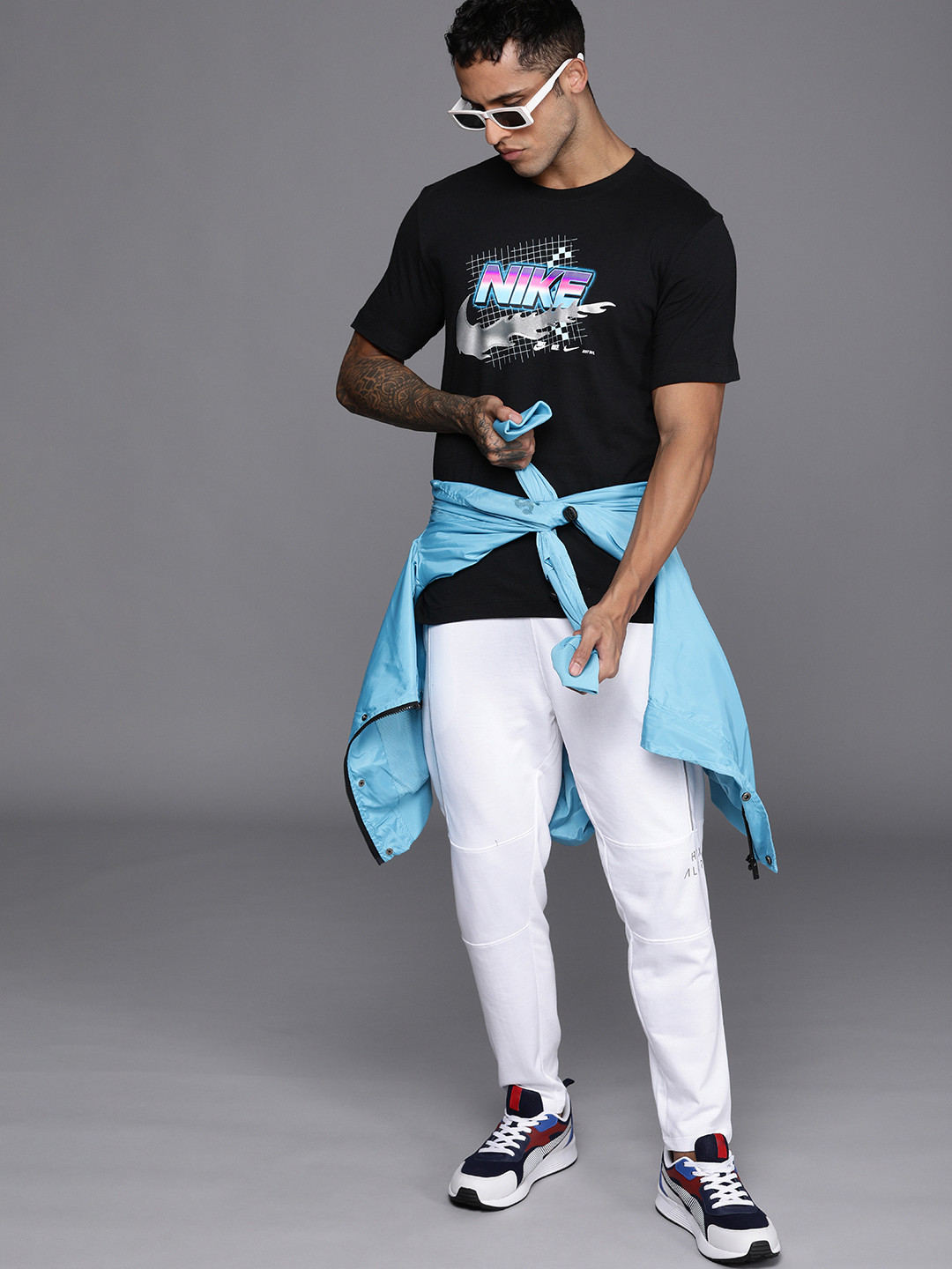 Buy Nike Men Black RACING HBR Brand Logo Printed Pure Cotton T Shirt ...