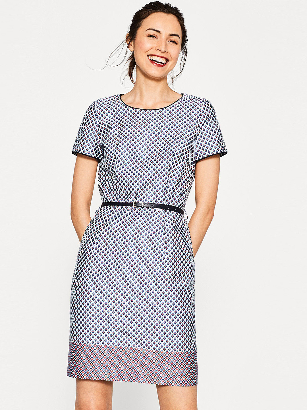 Buy ESPRIT Women Blue & Off White Printed Sheath Dress - Dresses for ...