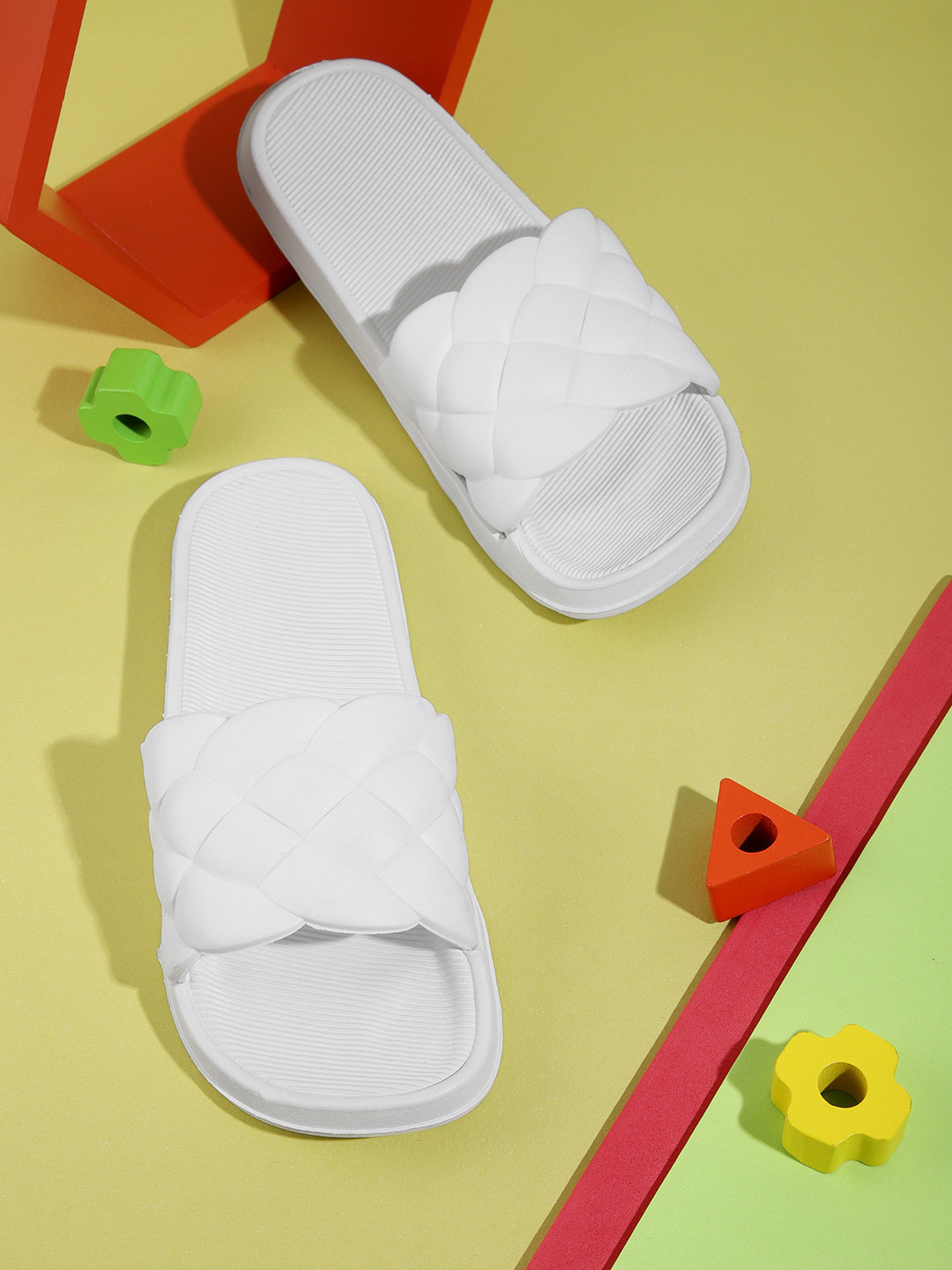 Buy Kook N Keech Women Basketweave Textured Sliders - Flip Flops for ...