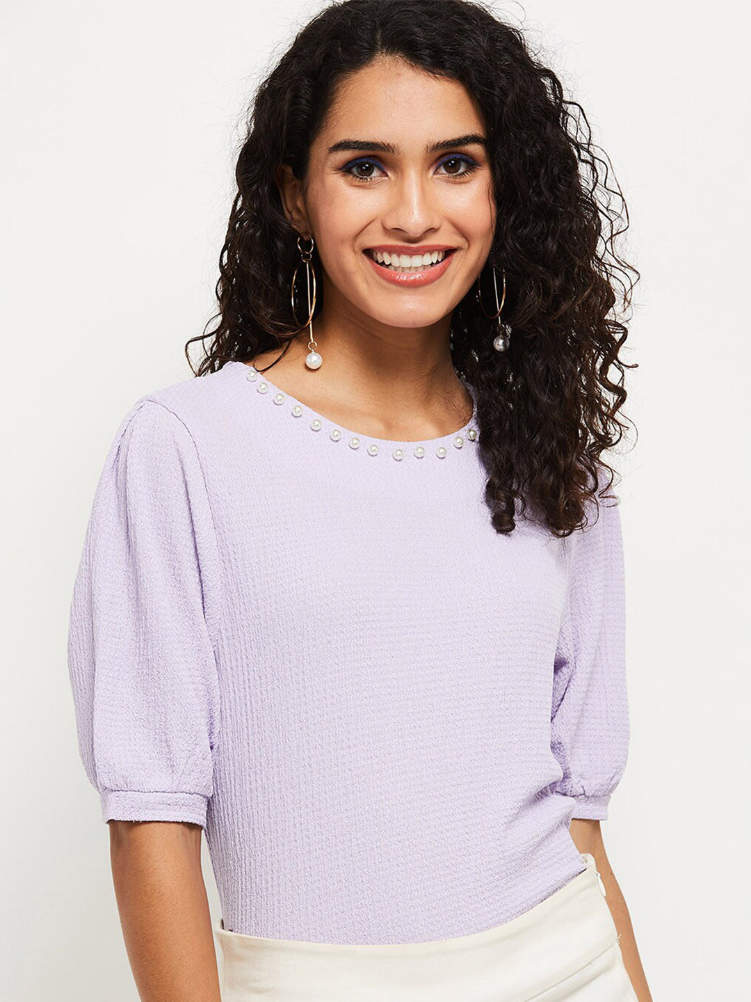 Buy Max Lavender Pearl Embellished Top - Tops for Women 18969670 | Myntra