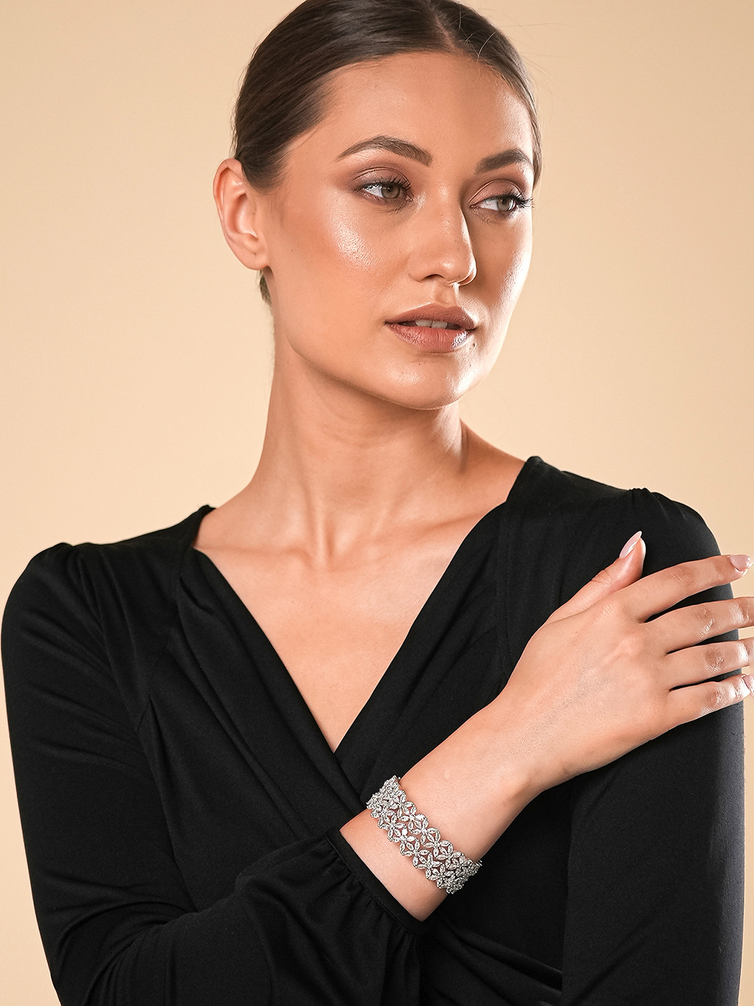 Buy Yellow Chimes Set Of 2 Silver Toned White American Diamond Studded ...