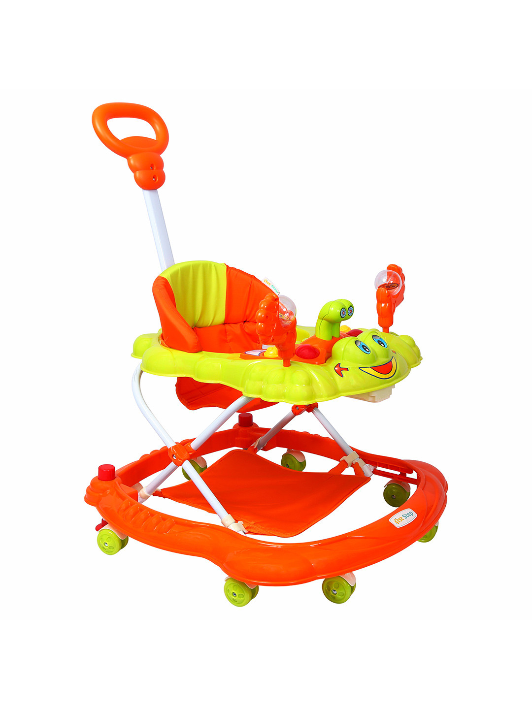 Buy 1st Step Unisex Kids Orange Walker With Push Handle And 4 Level ...