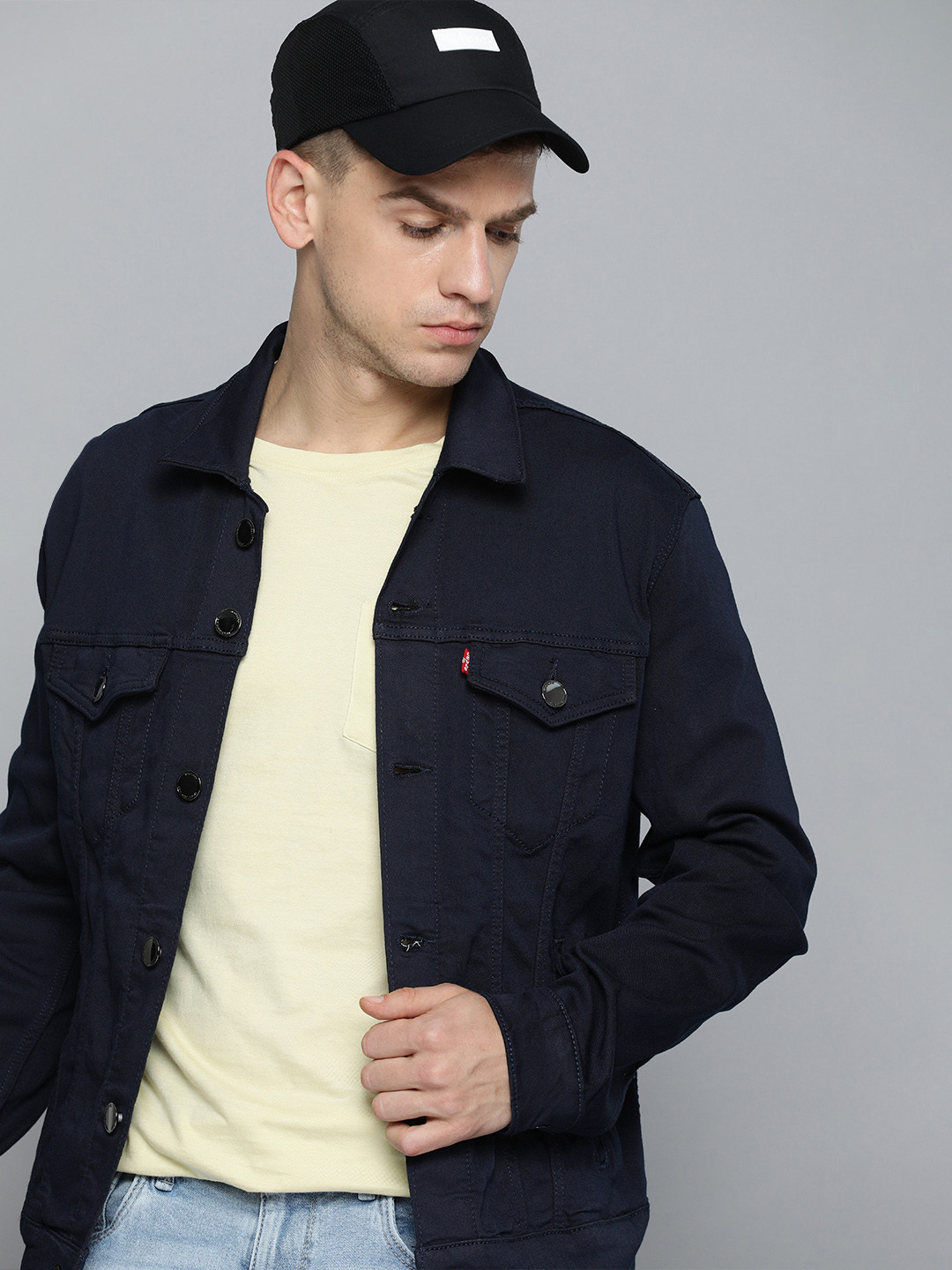 Buy Levis Men Navy Blue Denim Jacket - Jackets for Men 18973576 | Myntra