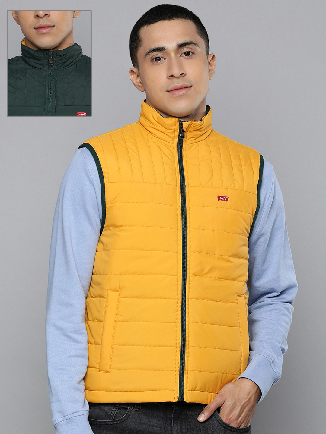 Buy Levis Men Yellow Reversible Padded Jacket - Jackets for Men ...