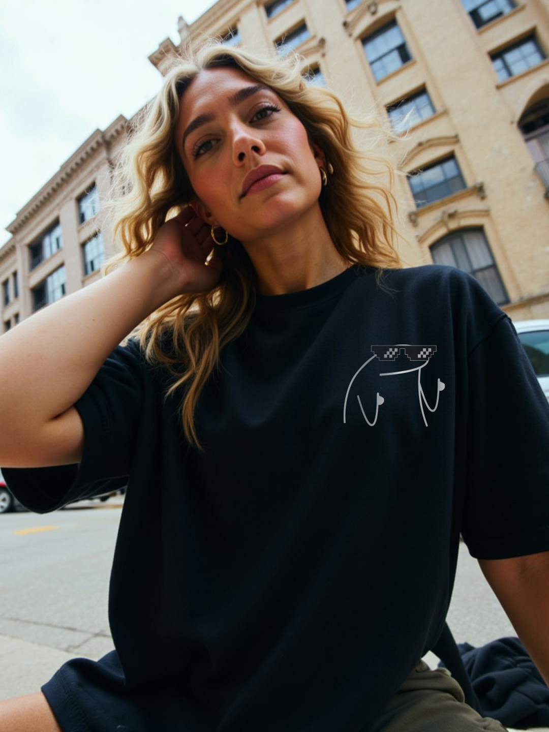 Buy Mad Over Print Women Black Meme Oversized T Shirt - Tshirts for ...