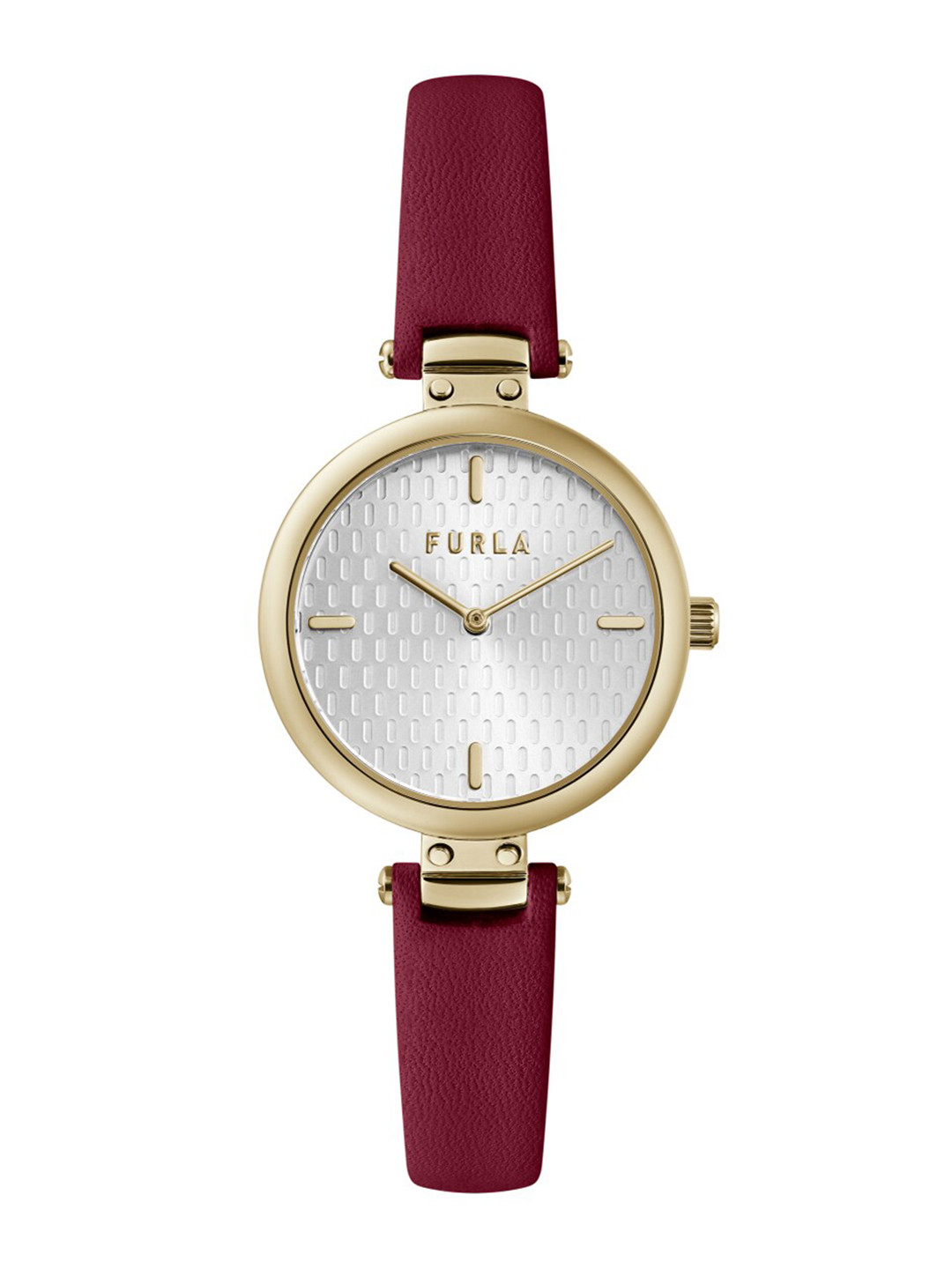 Buy Furla Women Silver Toned Dial & Red Leather Straps Analogue Watch ...