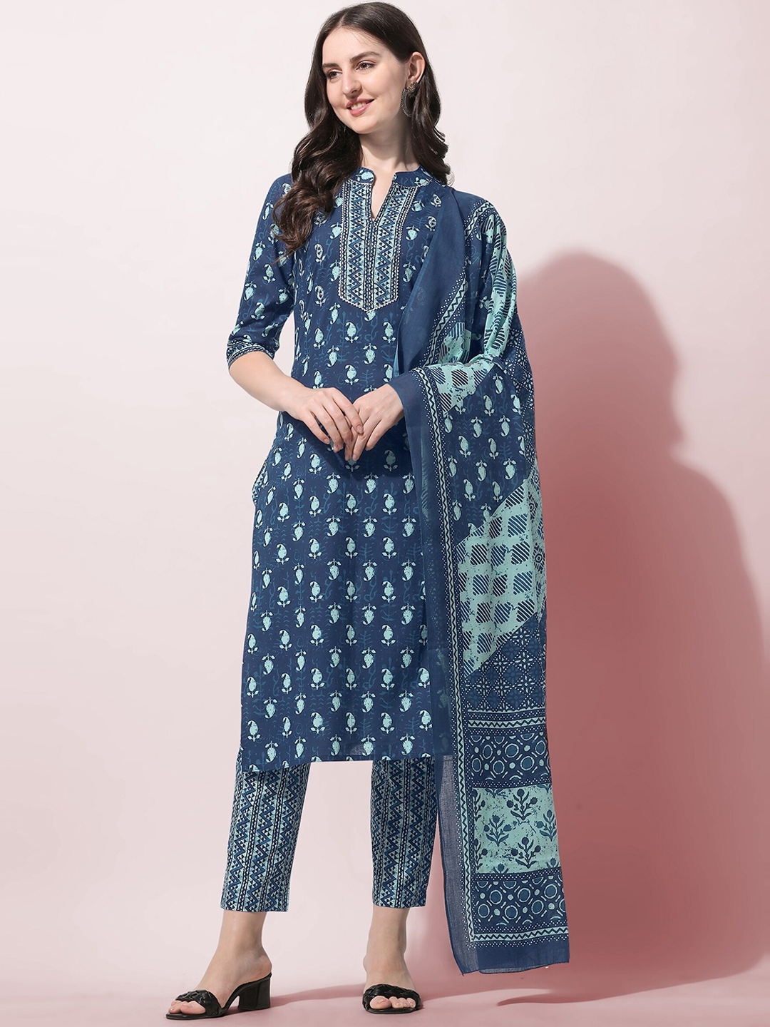 Buy MIRCHI FASHION Women Plus Size Blue Printed Pure Cotton Kurta With ... Buy MIRCHI FASHION Women Plus Size Blue Printed Pure Cotton Kurta With ...