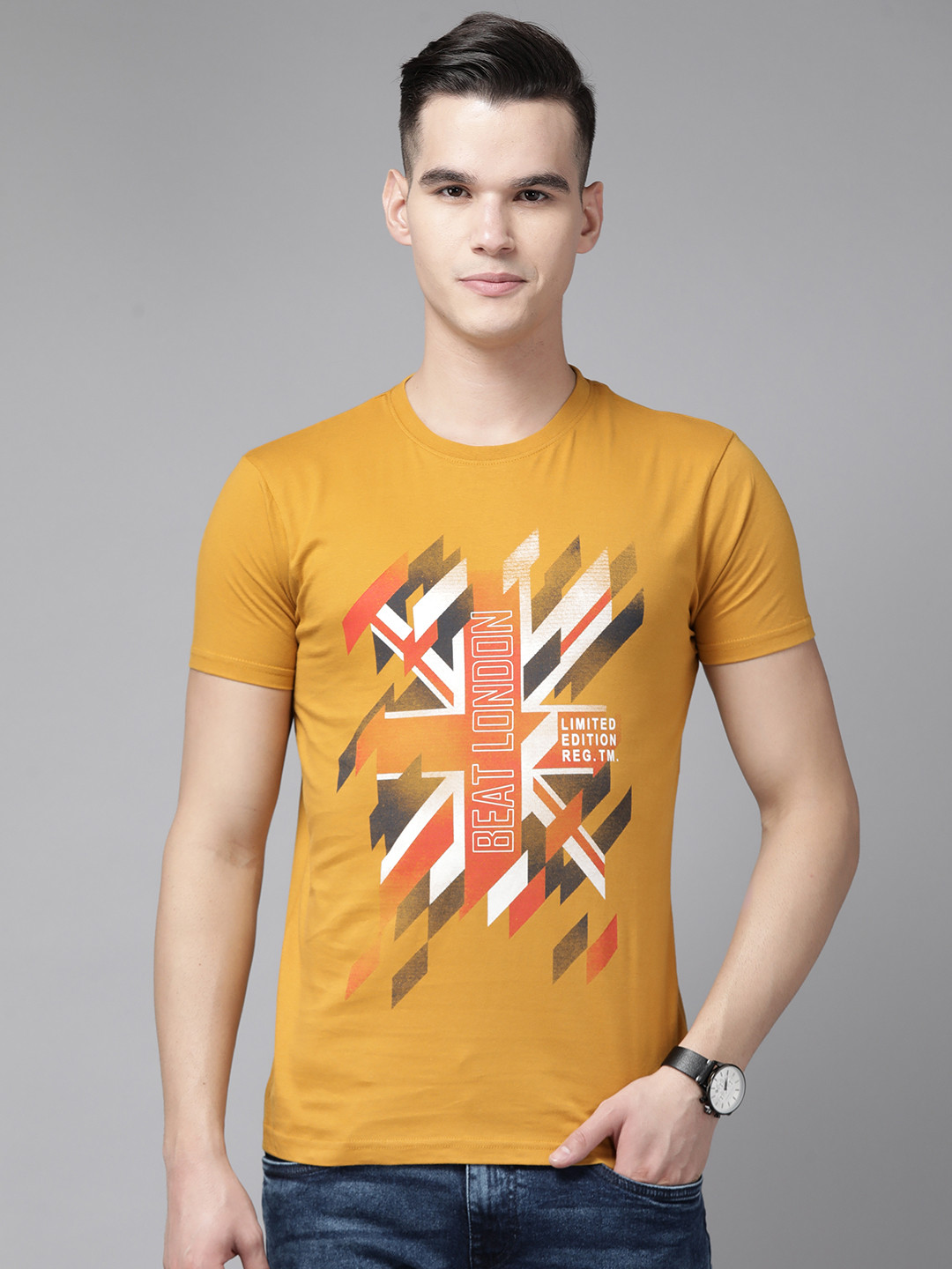 Buy BEAT LONDON By PEPE JEANS Printed Pure Cotton Slim Fit T Shirt ...