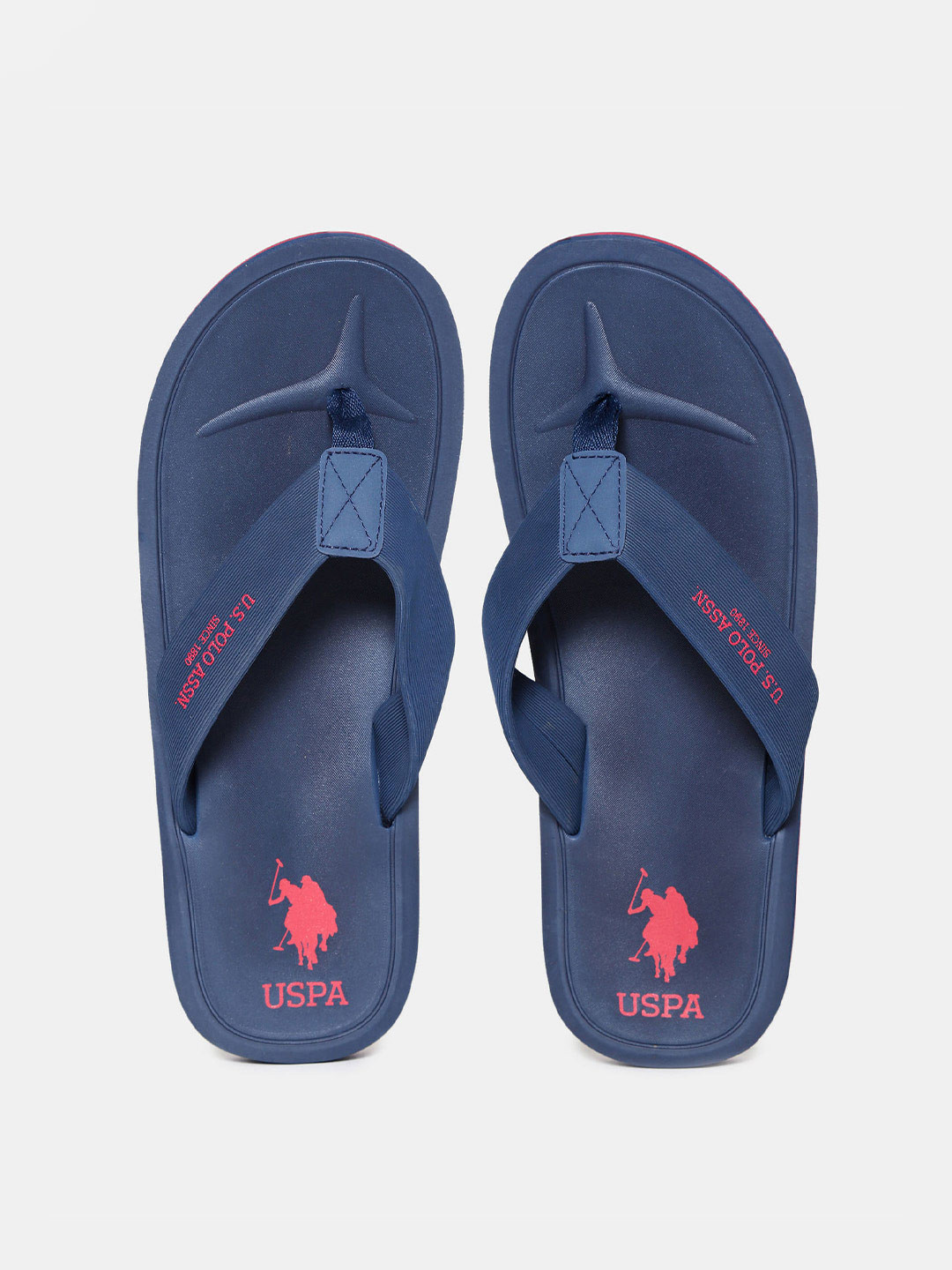 Buy U S Polo Assn Men Navy Blue & Red Printed Thong Flip Flops - Flip ...