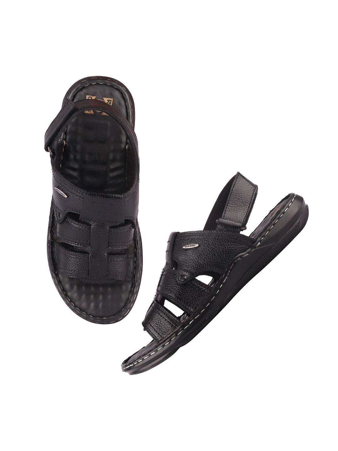 Buy Red Chief Men Black Leather Comfort Sandals - Sandals for Men ...