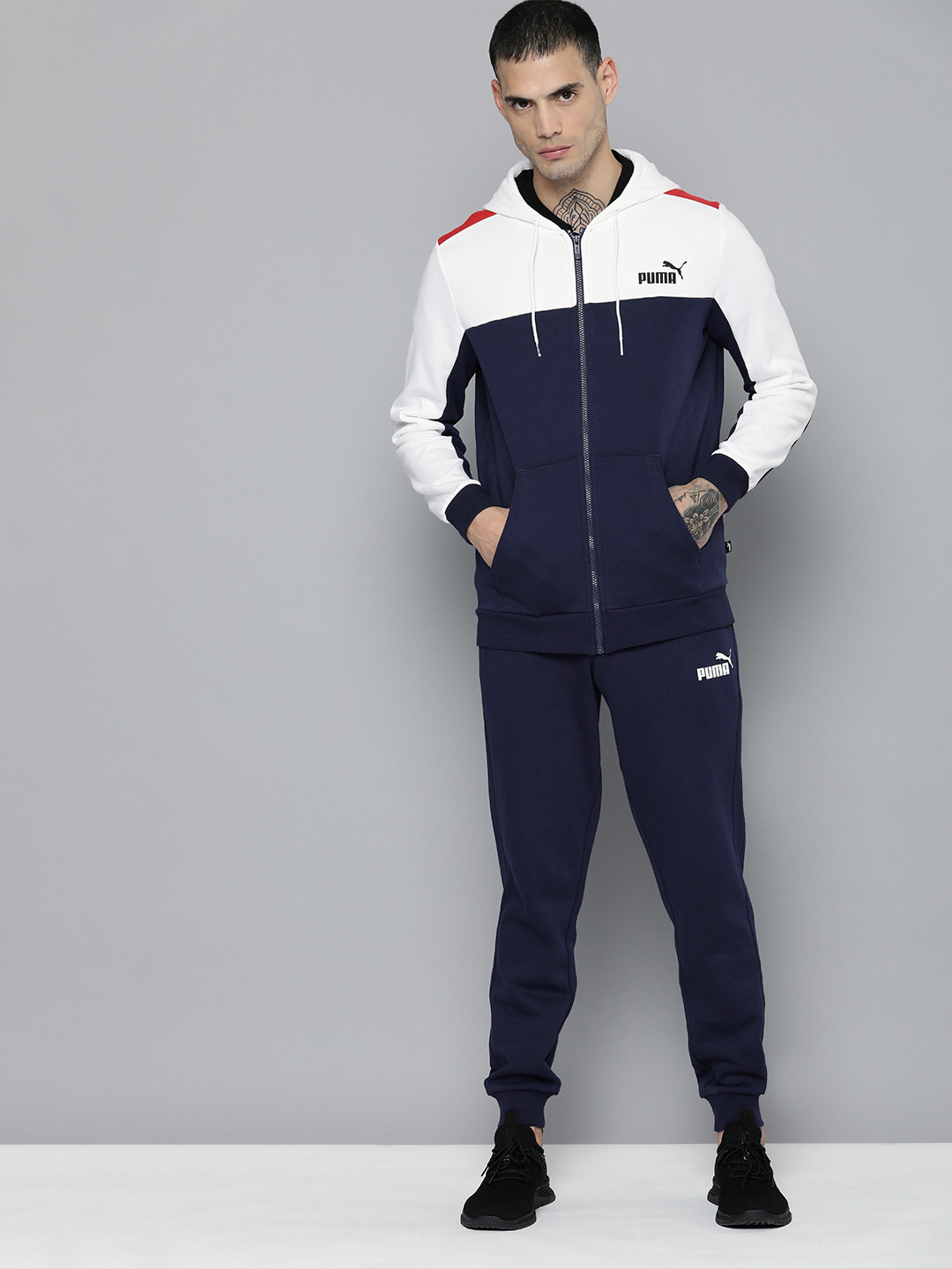 Buy Puma Men Colourblocked Essential Regular Fit Tracksuit - Tracksuits ...