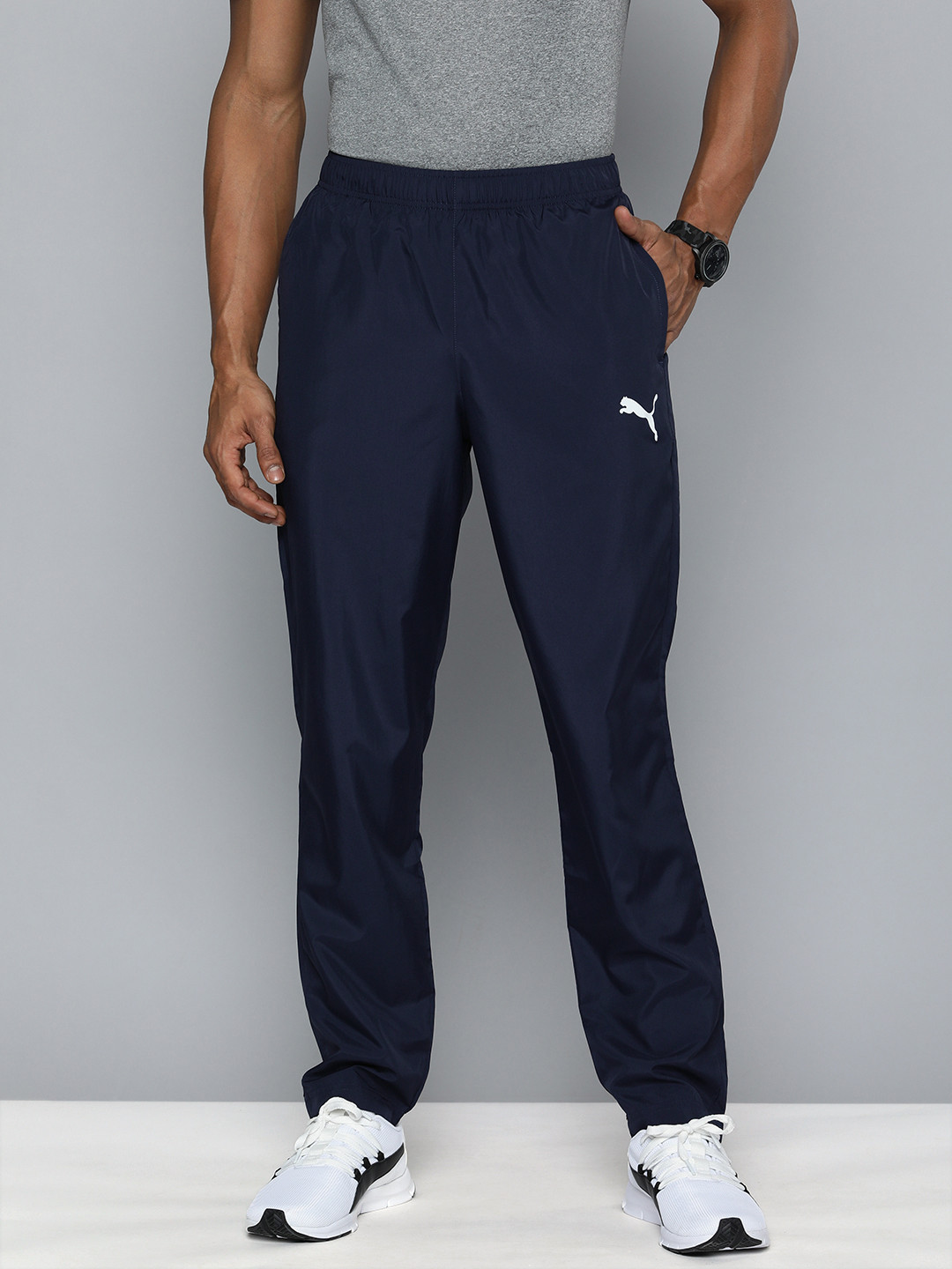 Buy Puma Men Navy Blue Woven Regular Fit Track Pants - Track Pants for ...