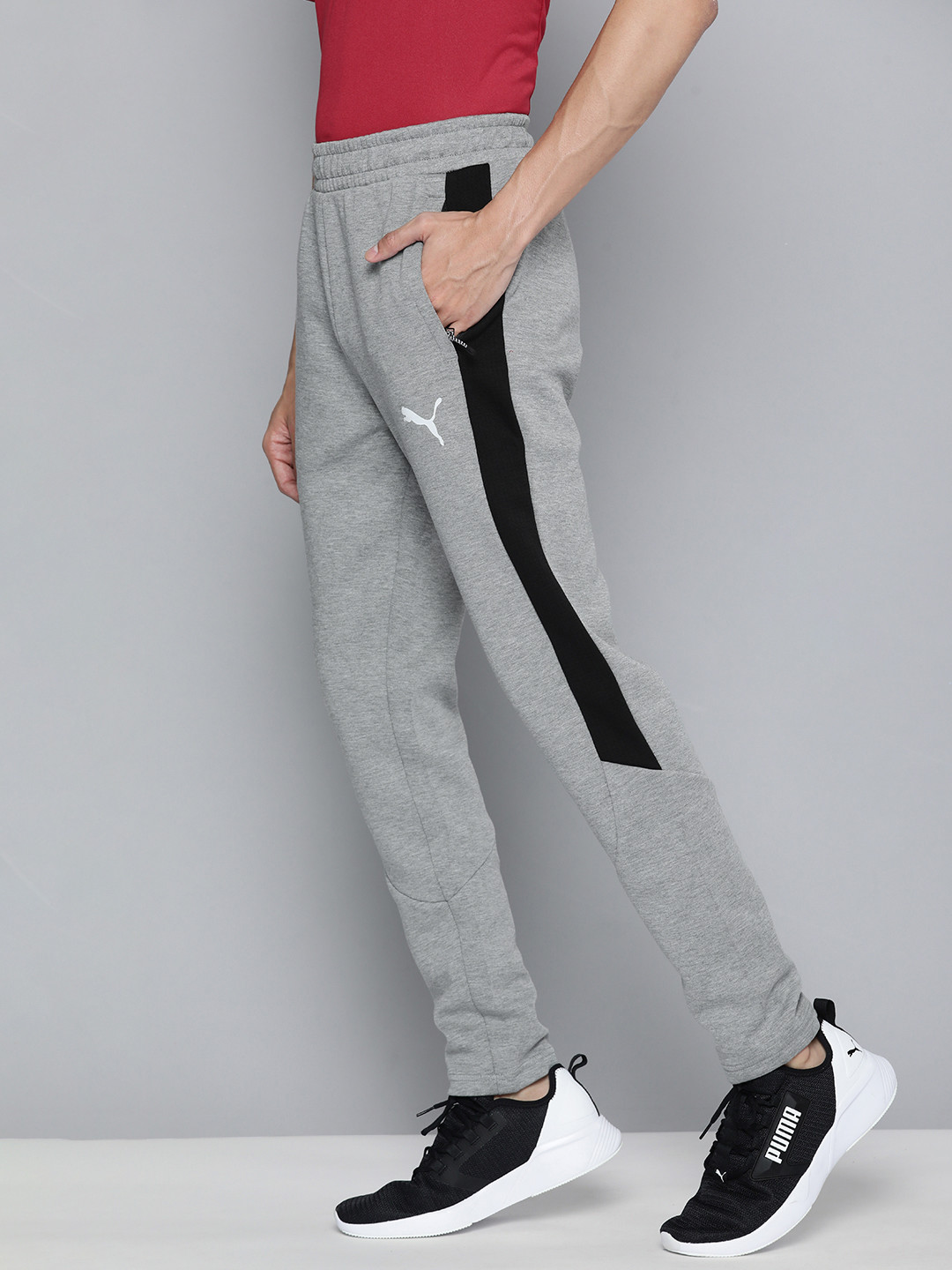 Buy Puma Men Grey Melange & Black DryCELL Evostripe Track Pants - Track ...