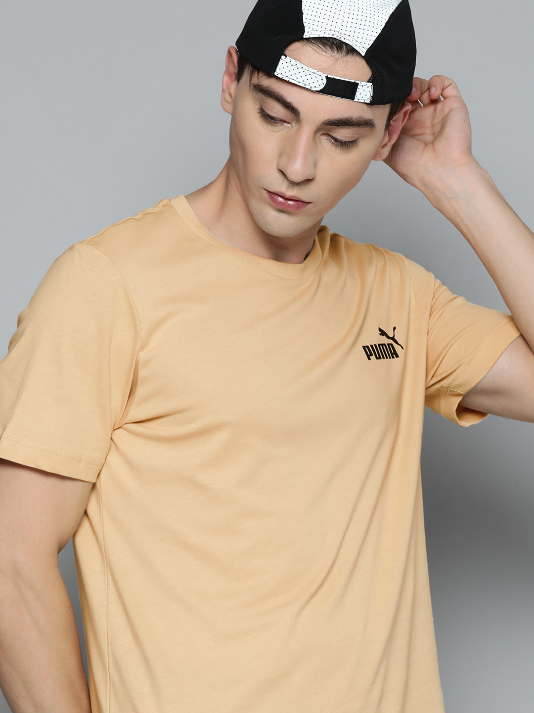 Buy Puma Men Beige Essentials Small Logo Regular Fit T Shirt - Tshirts ...