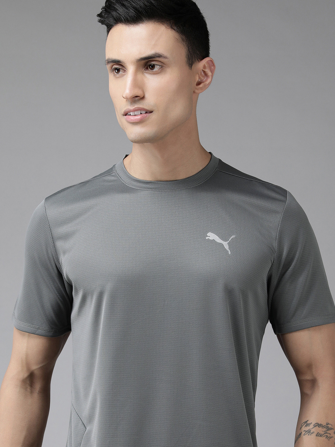 Buy Puma Men Grey Solid DryCELL Running T Shirt - Tshirts for Men ...