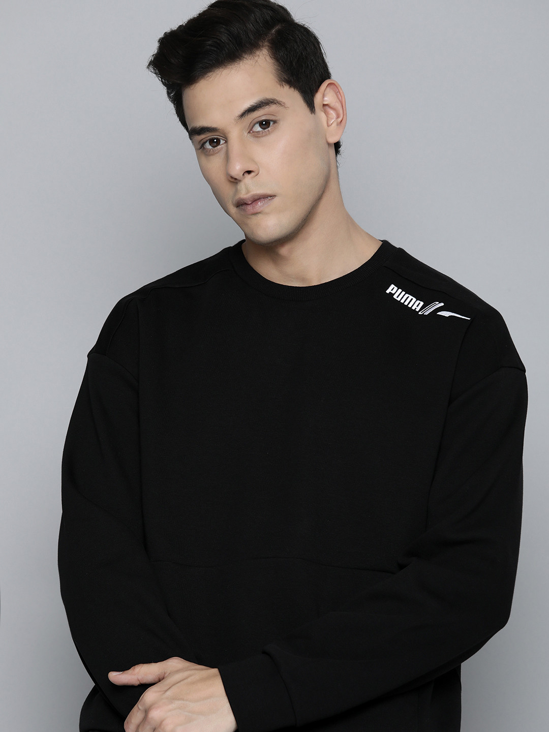 Buy Puma Men Black Solid RAD/CAL Crew Neck Relaxed Fit Sweatshirt ...