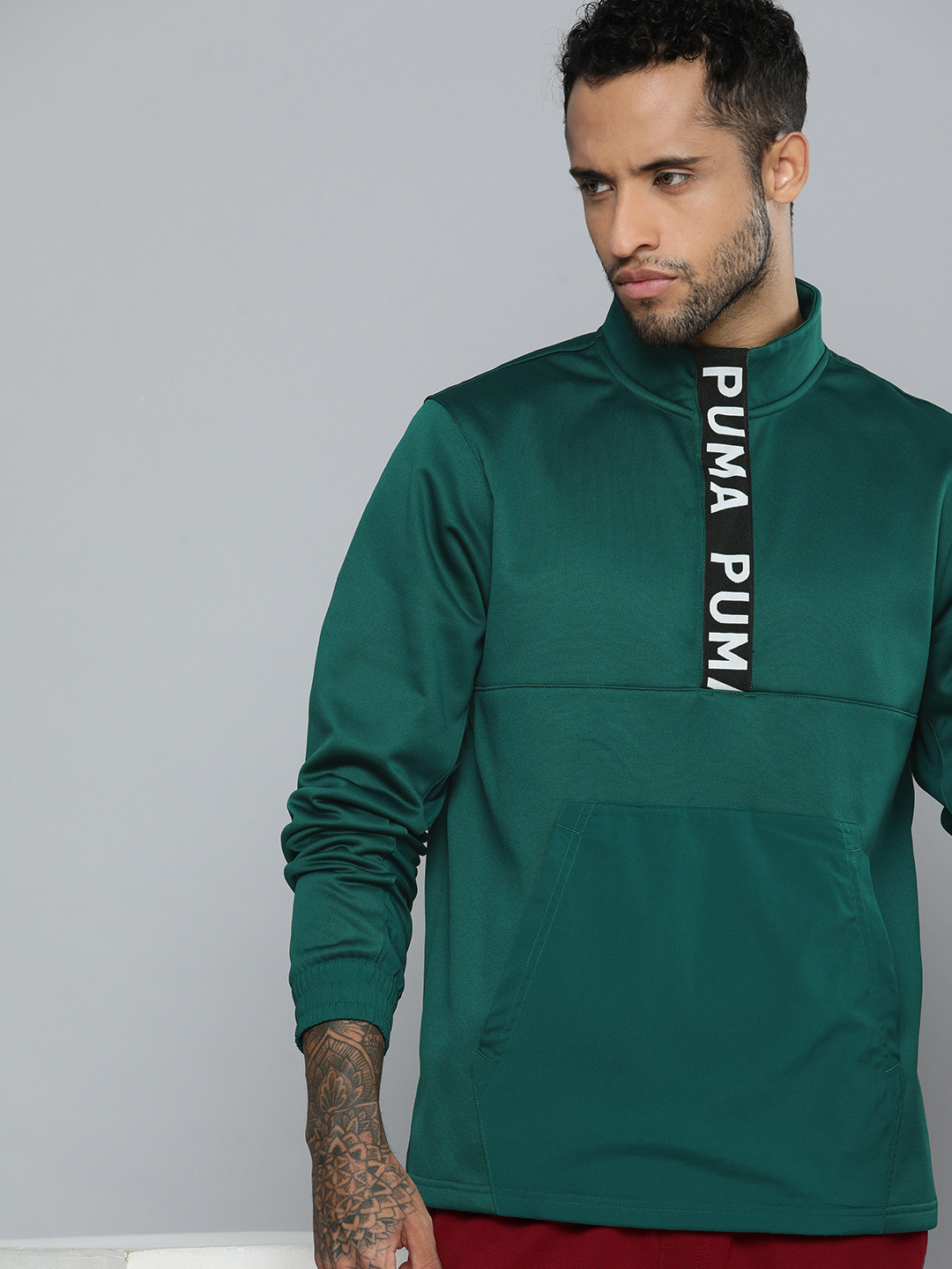 Buy Puma Men Teal Green Solid WarmCELL Fit Pwrfleece Midlayer Training ...