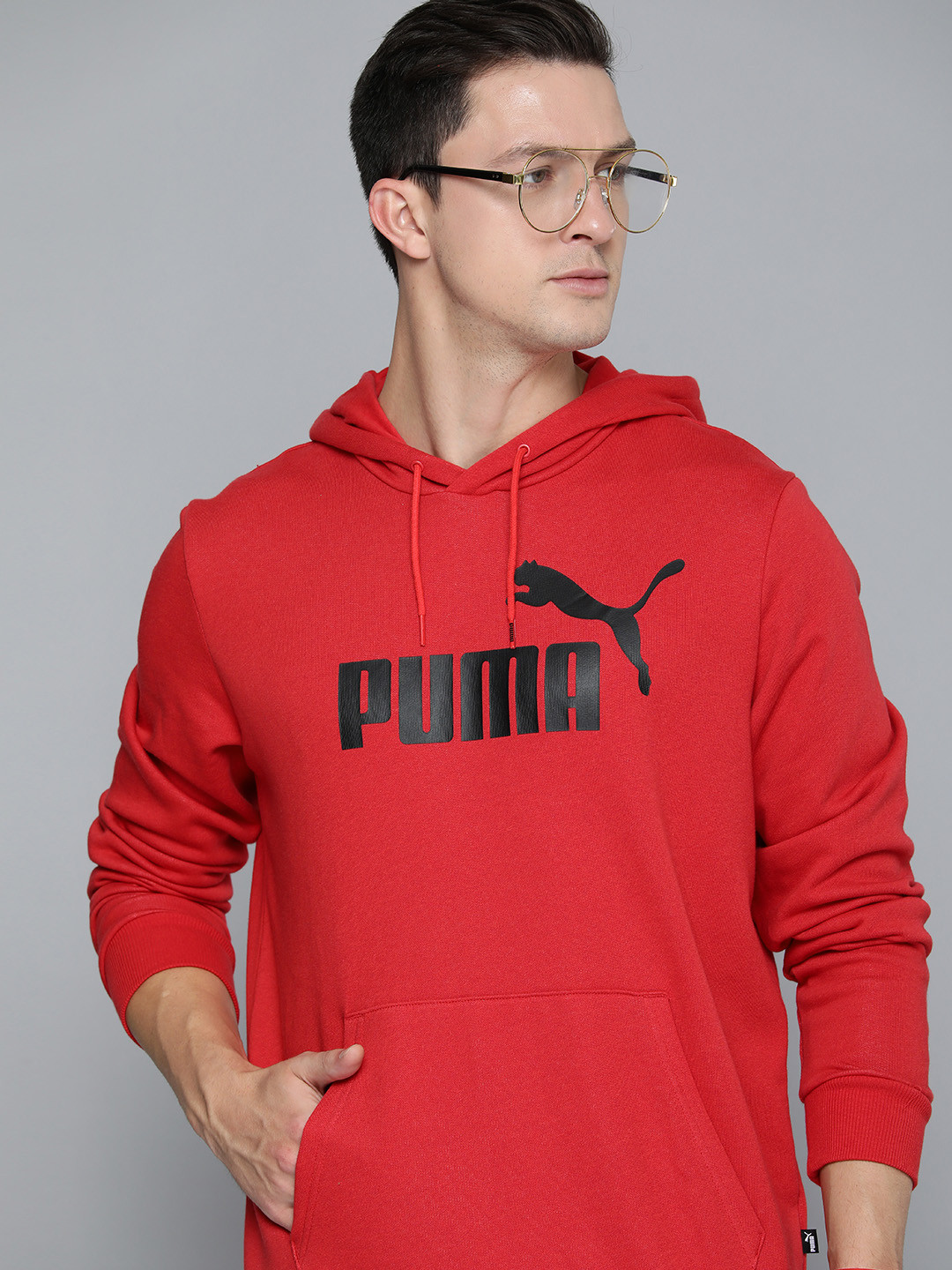 Buy Puma Men Red Printed Hooded Essential Sweatshirt - Sweatshirts for ...