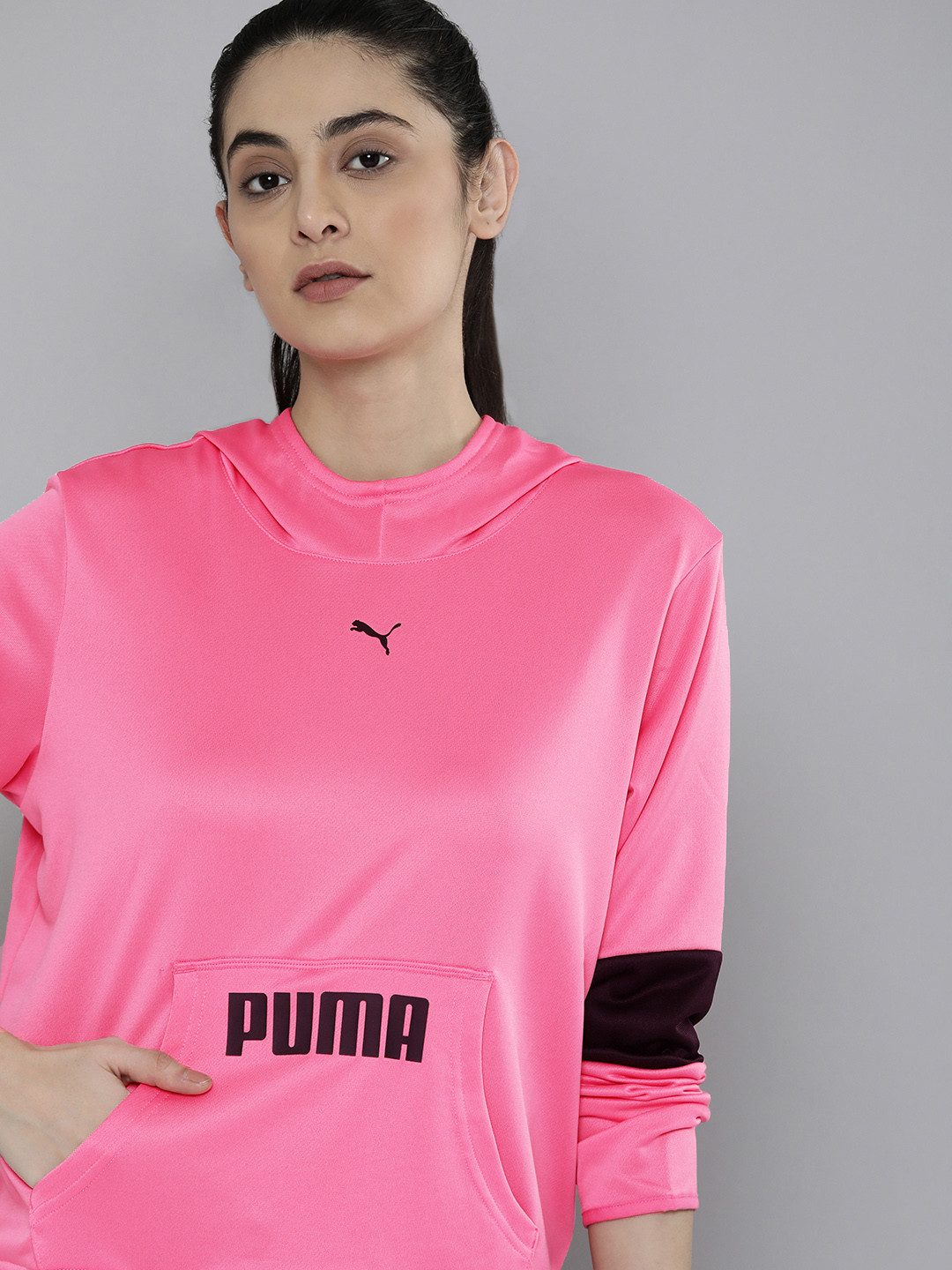 Buy Puma Women Pink Printed Pure Cotton Relaxed Fit Hooded Sweatshirt ...