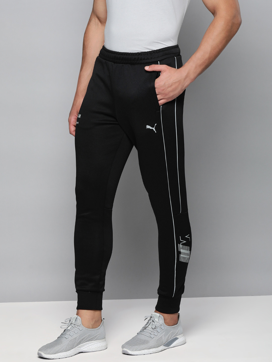 Buy PUMA Motorsport Men Black Striped BMW MT7 Motorsport Joggers ...