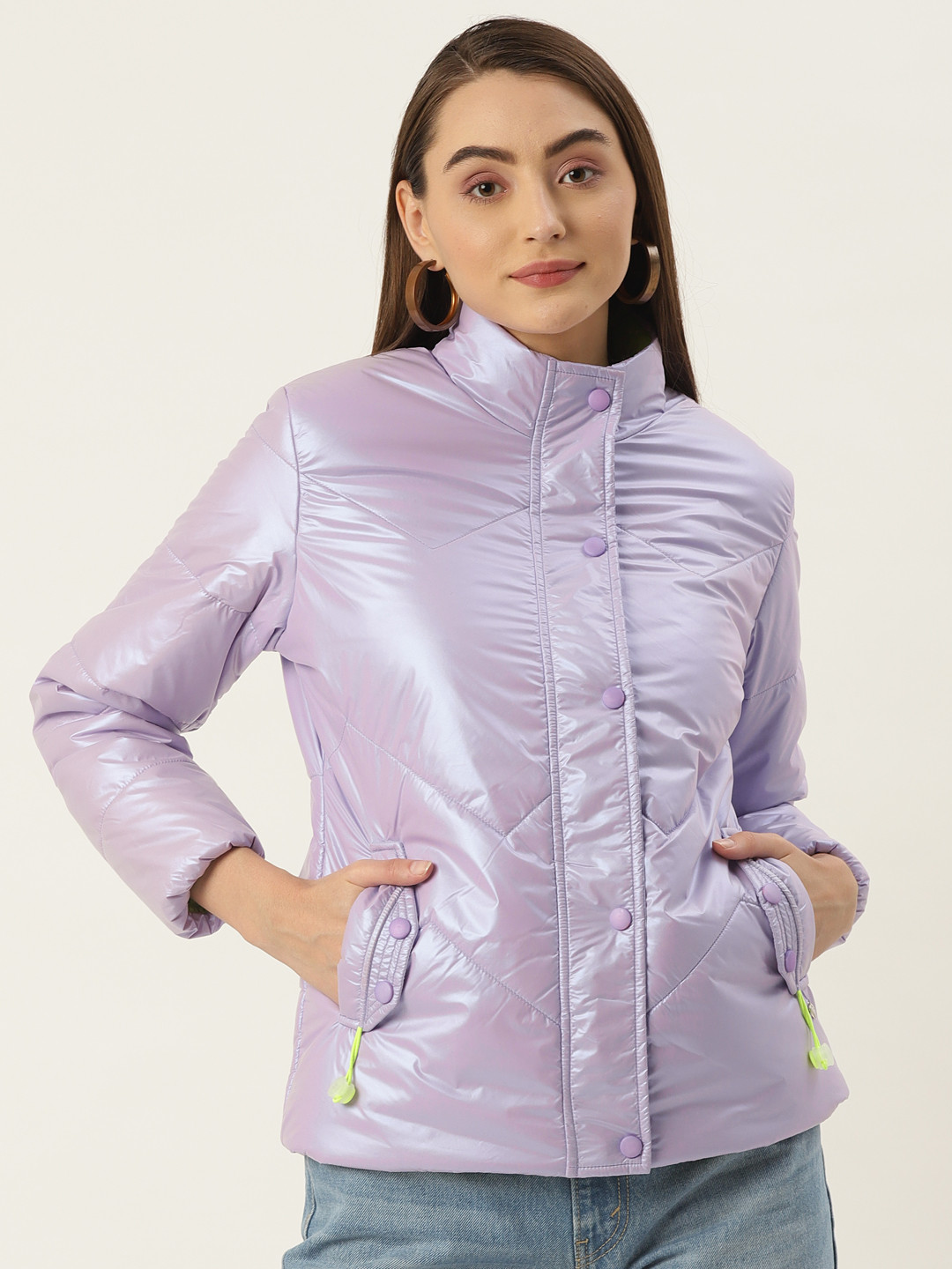 Buy Monte Carlo Women Lavender Solid Padded Jacket - Jackets for Women ...