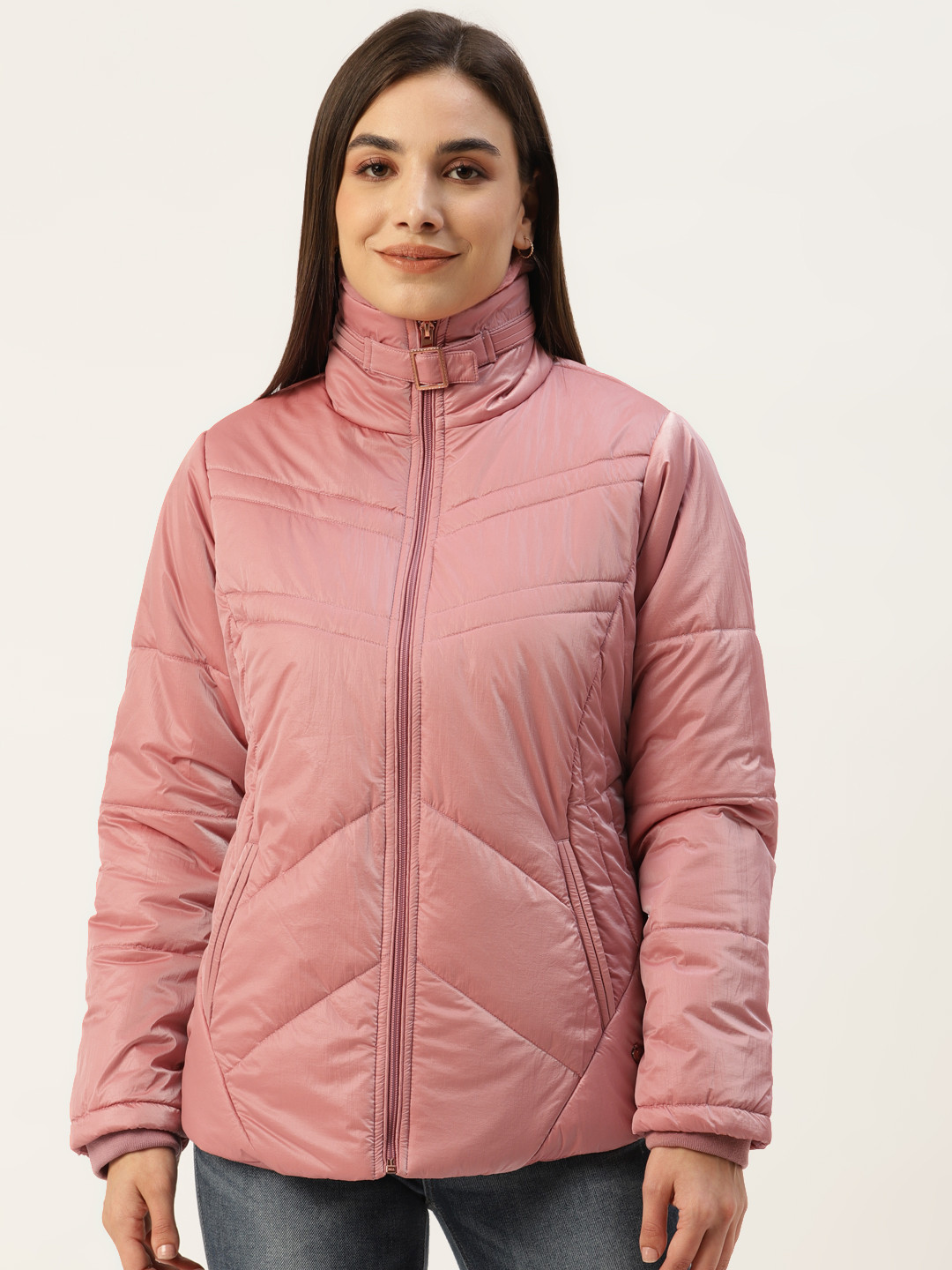 Buy Monte Carlo Women Dusty Pink Solid Padded Jacket - Jackets for ...