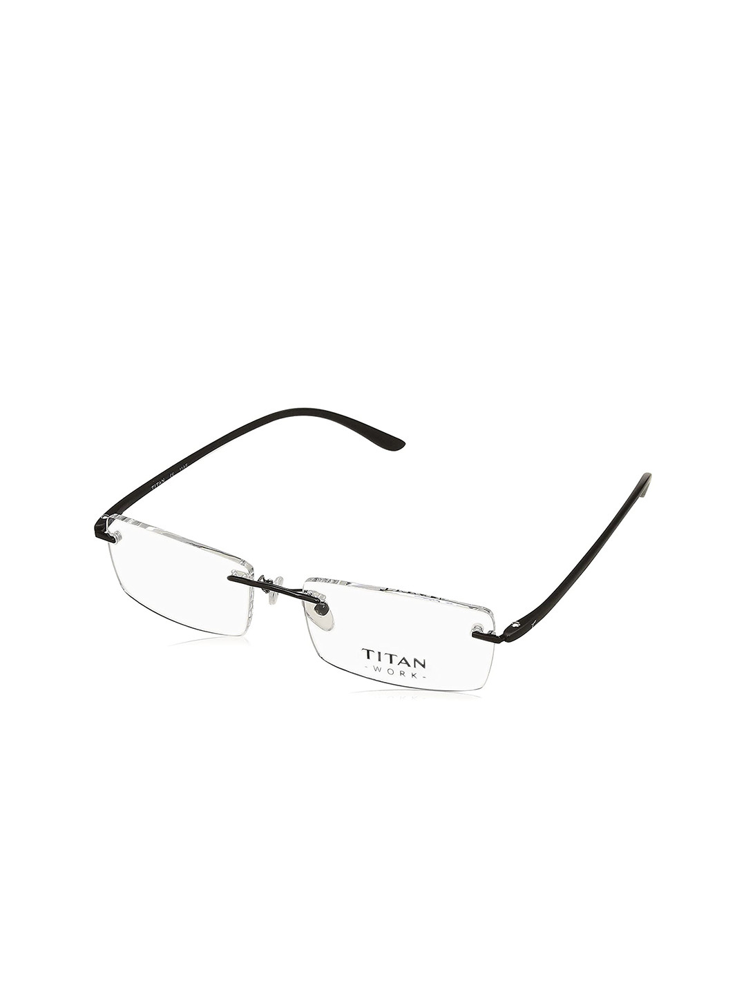 Buy Titan Unisex Black Colourblocked Rimless Rectangle Frames - Frames ...