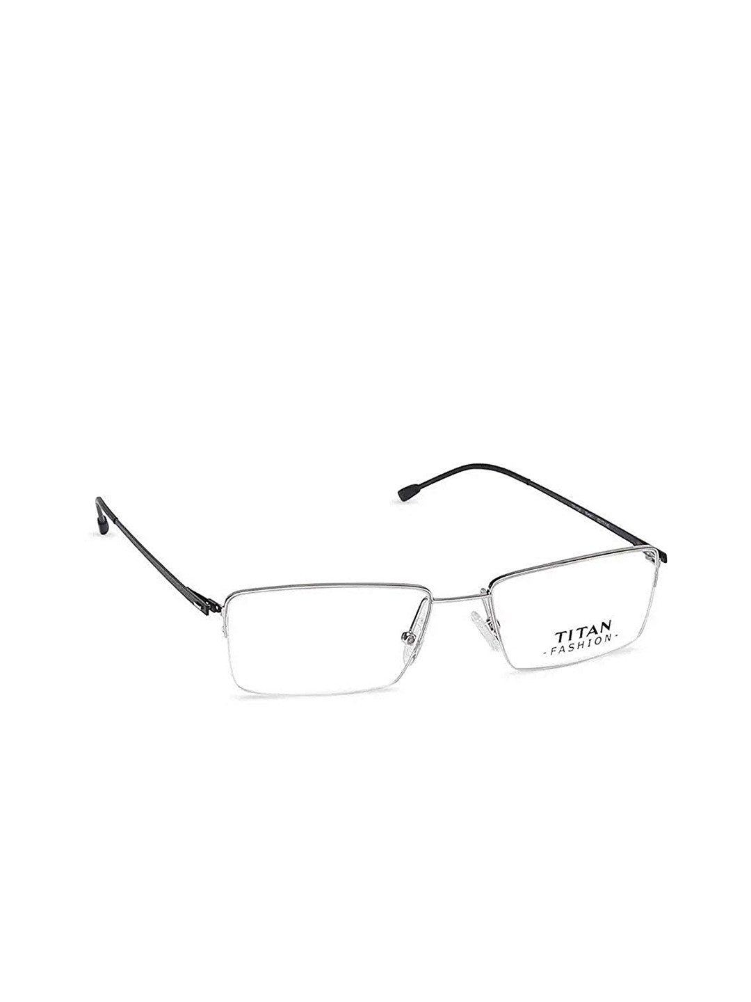 Buy Titan Unisex Grey & Black Half Rim Rectangle Frames - Frames for ...