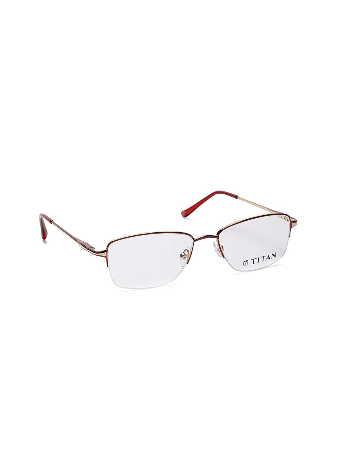Buy Titan Unisex Brown & White Colourblocked Half Rim Rectangle Frames ...