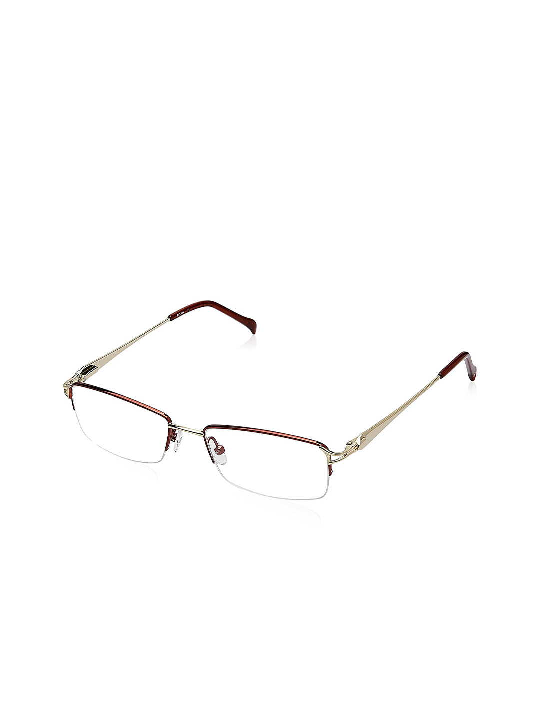 Buy Titan Unisex Maroon & Gold Toned Half Rim Rectangle Frames ...