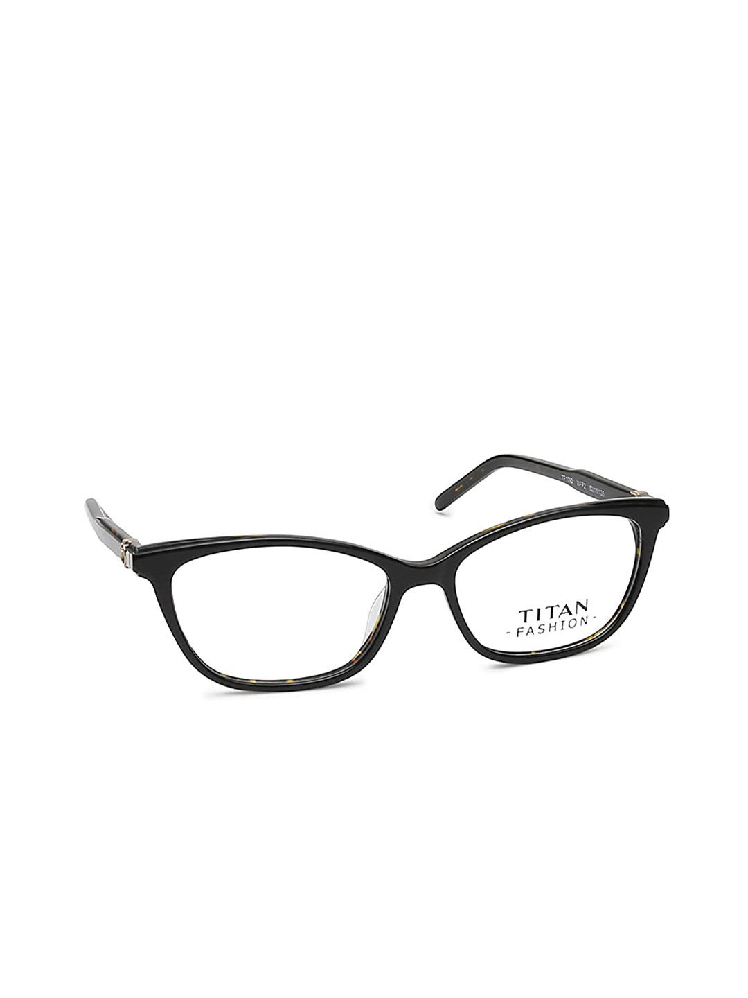 Buy Titan Unisex Black & Yellow Colourblocked Full Rim Cateye Frames ...