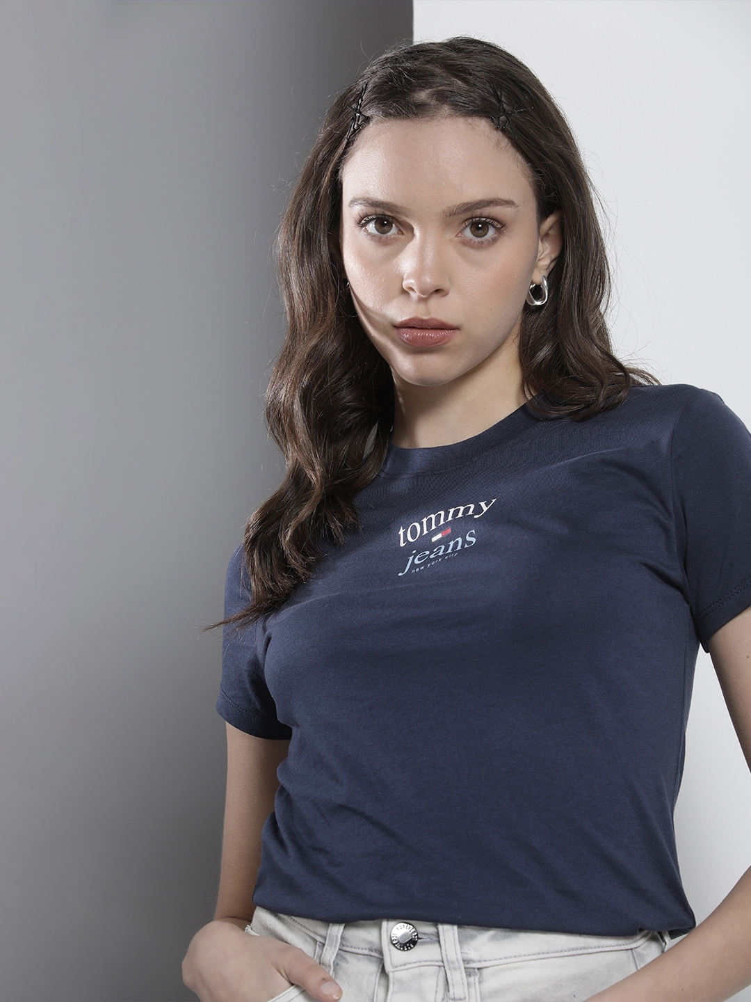 Buy Tommy Hilfiger Women Navy Blue Brand Logo Printed T Shirt Tshirts