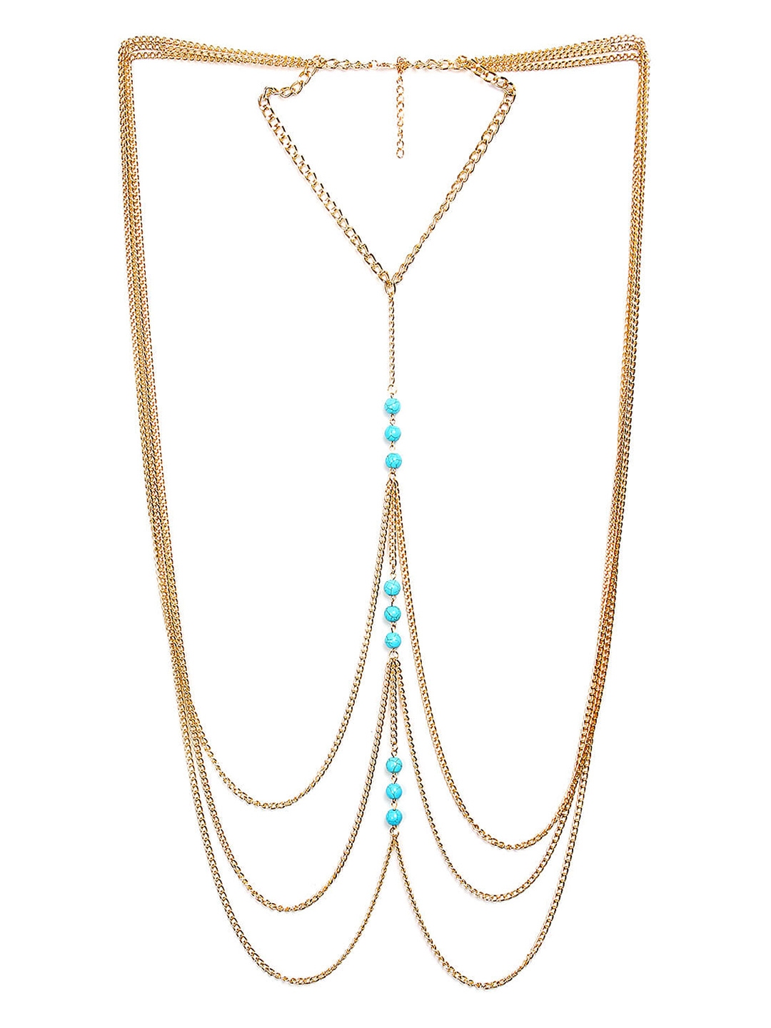 Buy Femnmas Gold Toned Multi Shoulder Heavy Blue Beaded Party Body Chain Necklace And Chains