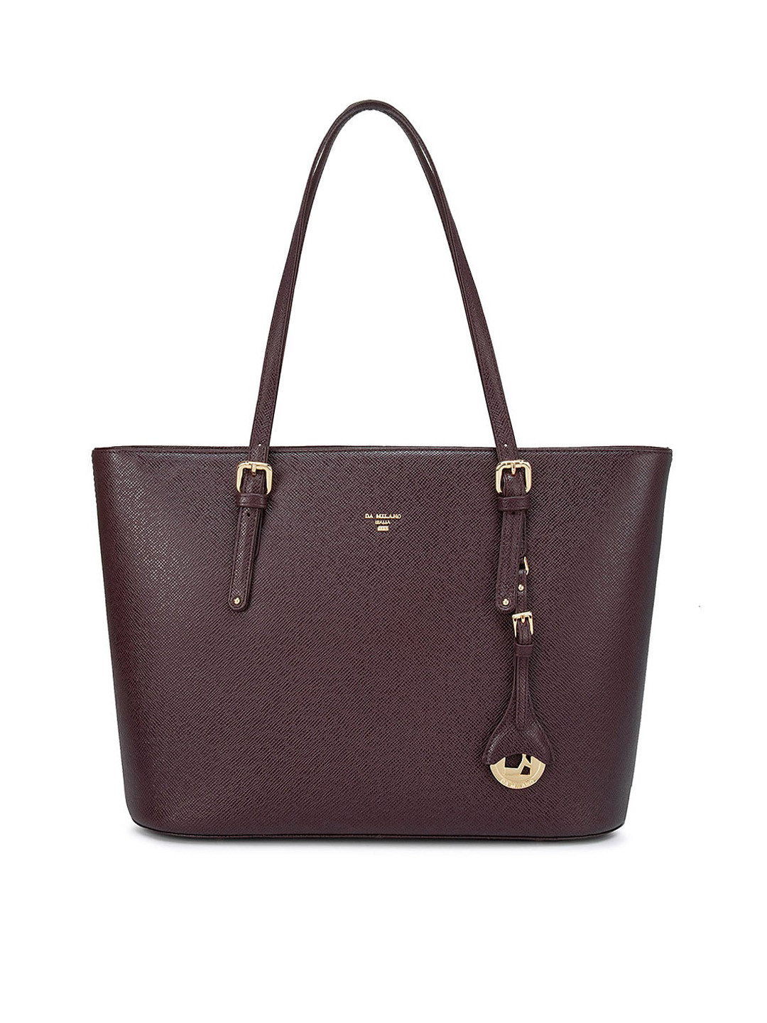 Buy Da Milano Burgundy Women Textured Leather Structured Shoulder Bag ...