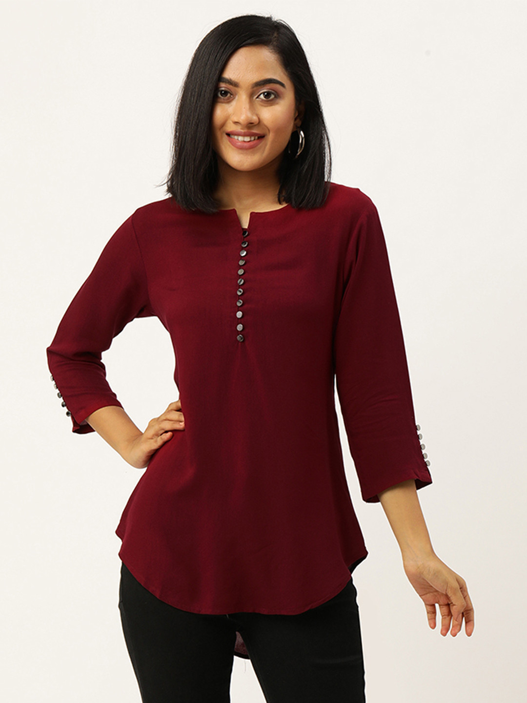 Buy ZOLA Maroon Viscose Rayon Solid Tunic - Tunics for Women 18990304 ...