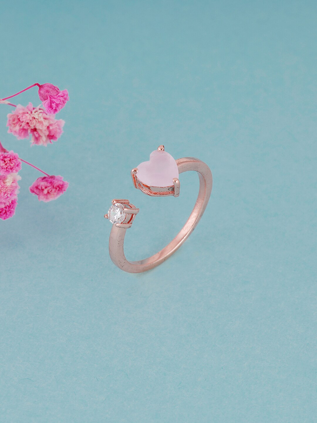 Buy GIVA Women 925 Sterling Silver Rose Gold Plated Heart Shaped Finger ...