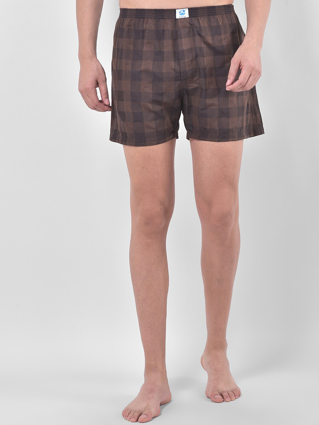 Buy SI2 SLIP IN 2 Men Brown Checked Pure Cotton Boxers - Boxers for Men ...