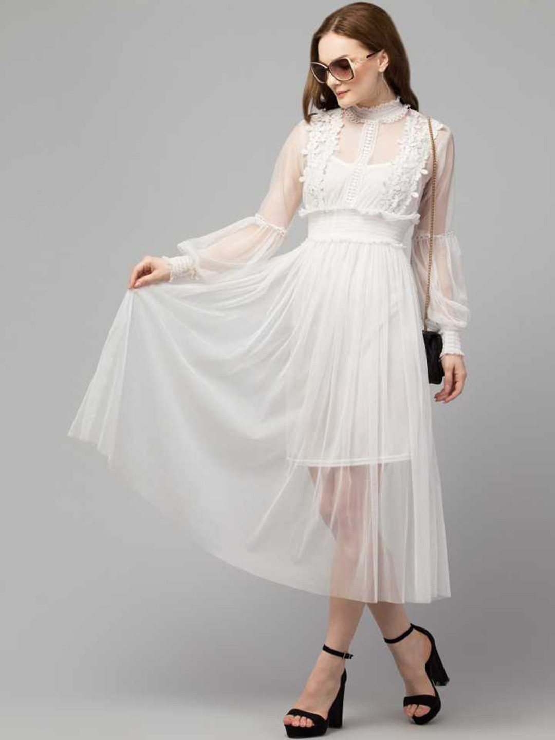 Buy La Aimee White A Line Midi Dress - Dresses for Women 18993548 | Myntra