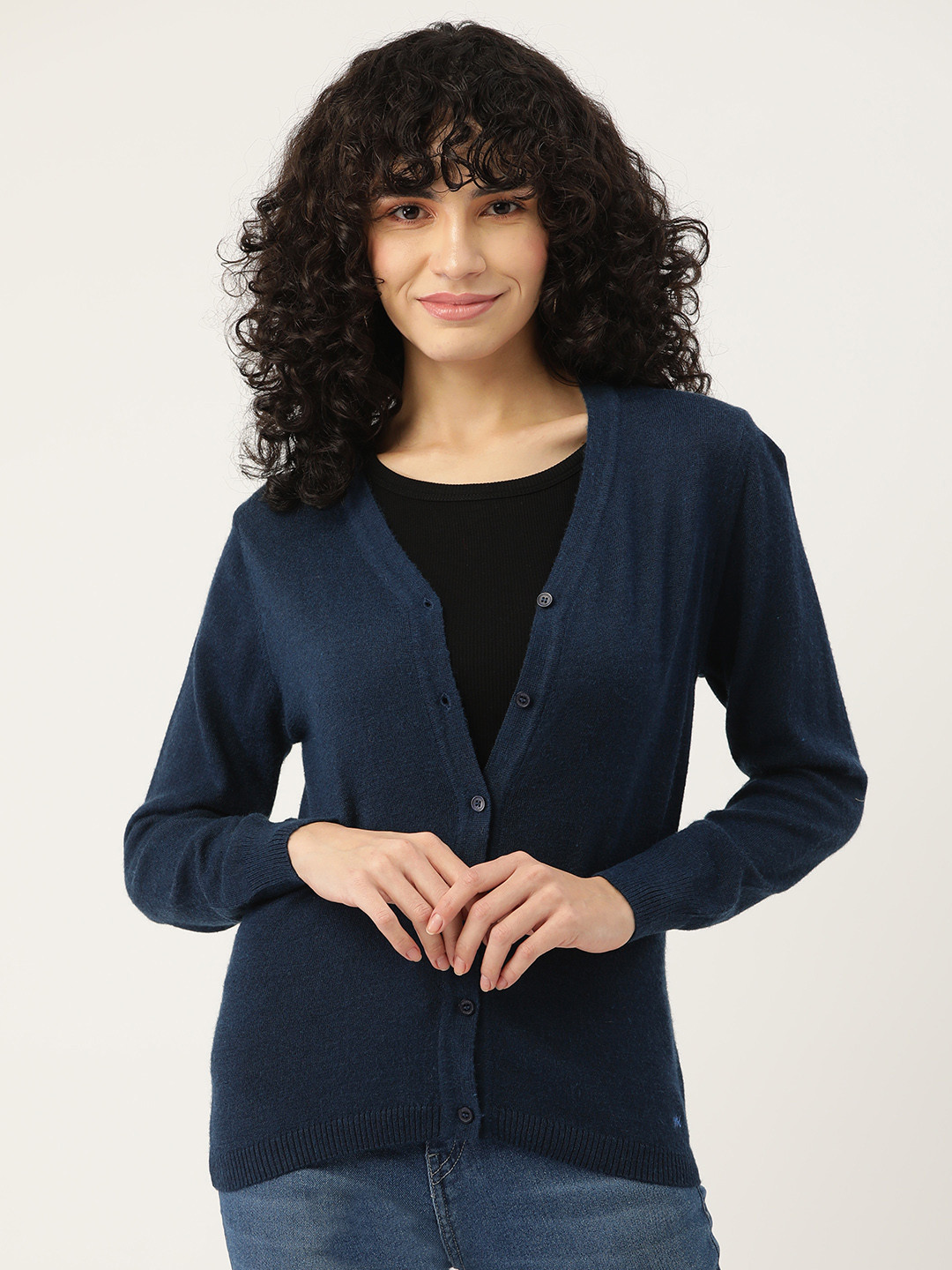 Buy Monte Carlo Women Teal Blue Solid Cardigan - Sweaters for Women 18994696 | Myntra